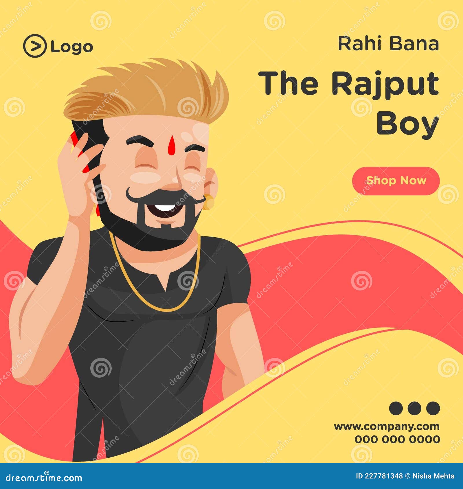 The Rajput Boy of Banner Design Stock Vector - Illustration of happy ...