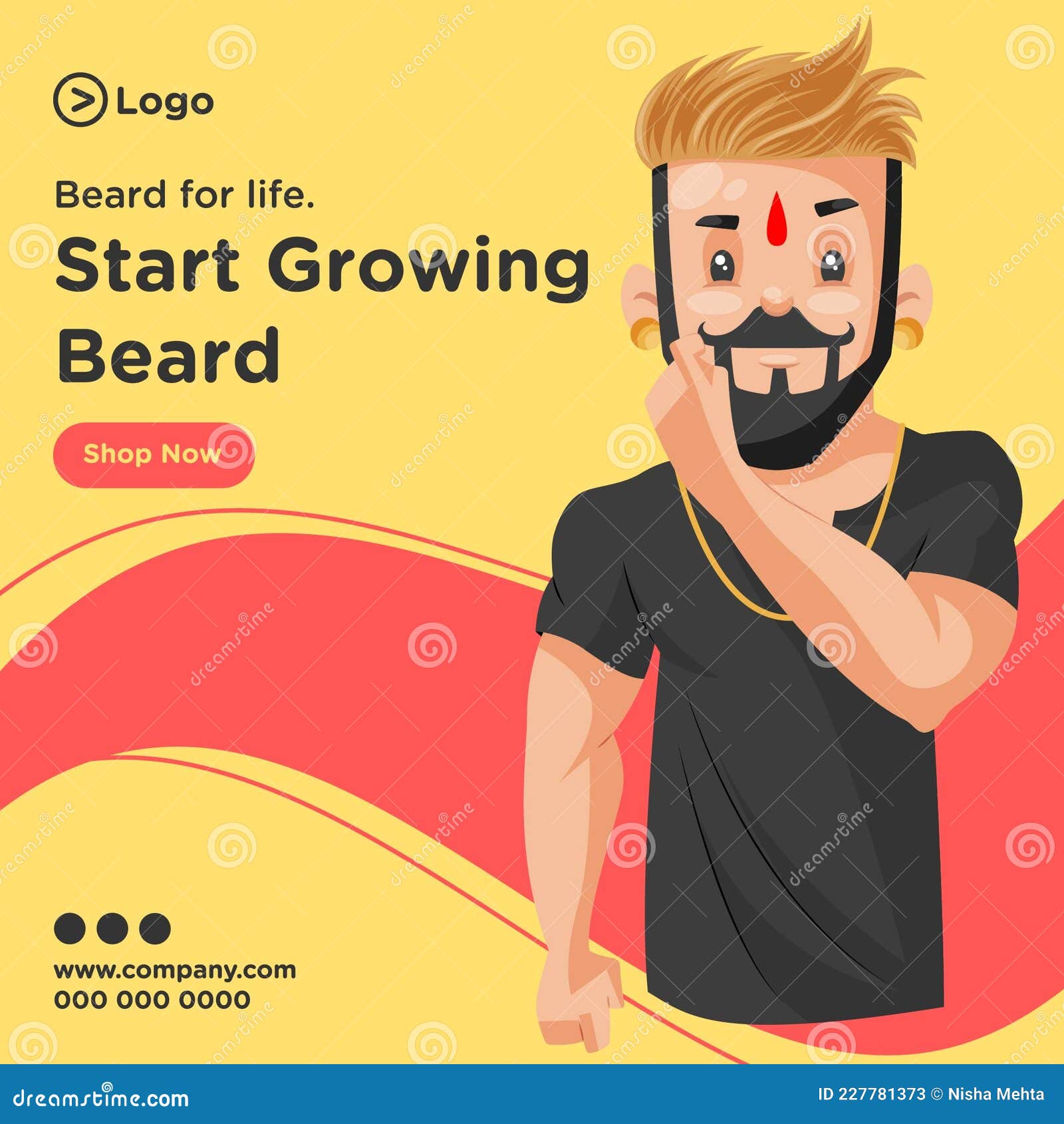 Start Growing Beard Banner Design Stock Vector - Illustration of ...