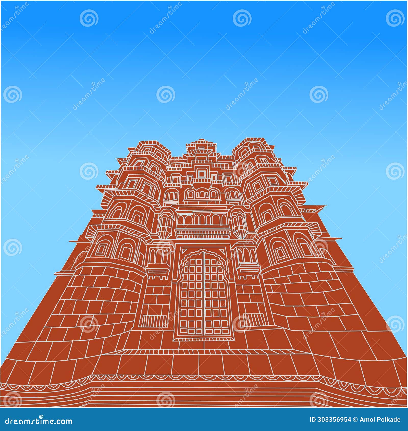 Rajwada Palace Line Drawing. Rajwada Palace Indore, Madhya Pradesh ...