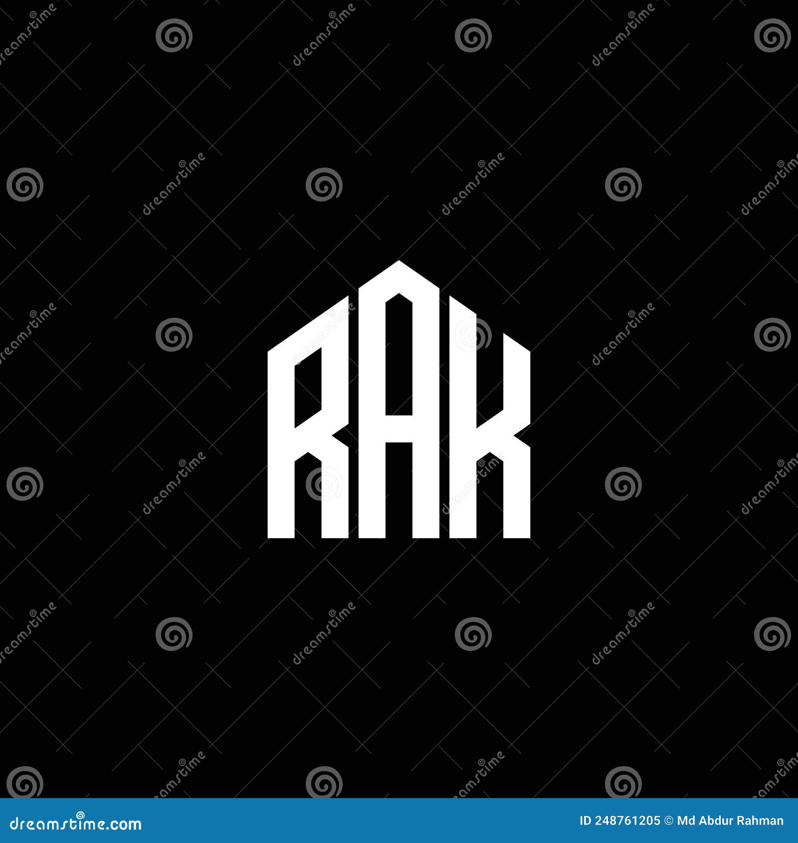 RAK Letter Logo Design On BLACK Background. RAK Creative Initials ...
