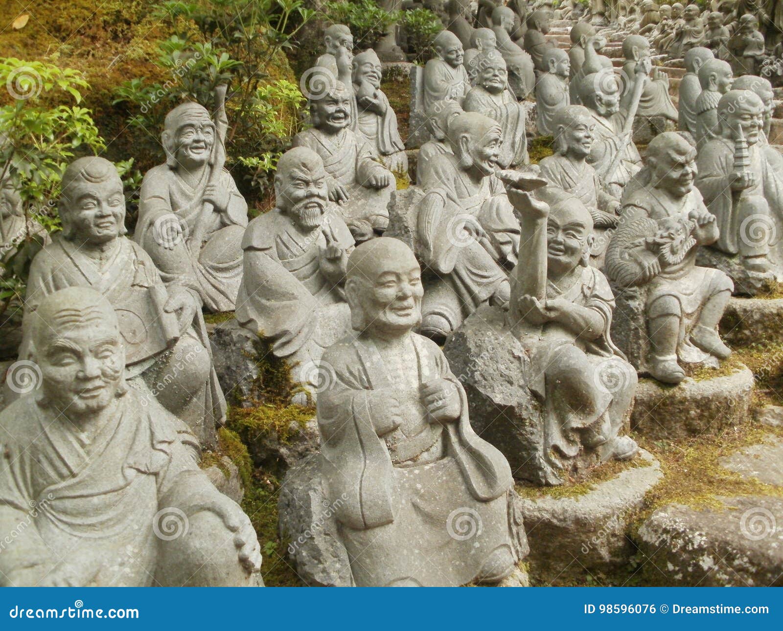 The 500 Rakan statues stock photo. Image of itsukushima - 98596076