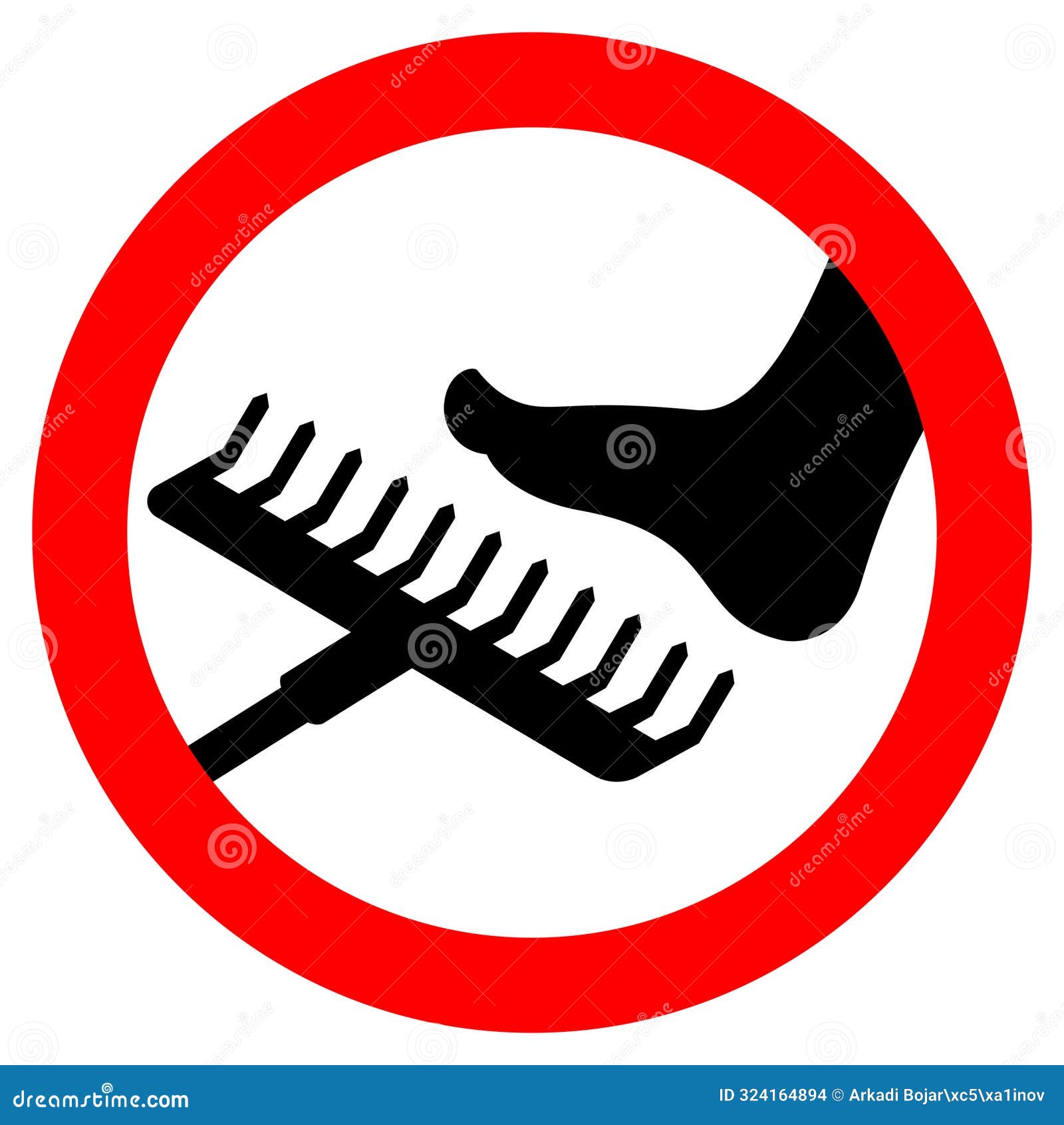 Rake Ahead, Do Not Step Warning Sign Stock Vector - Illustration of ...
