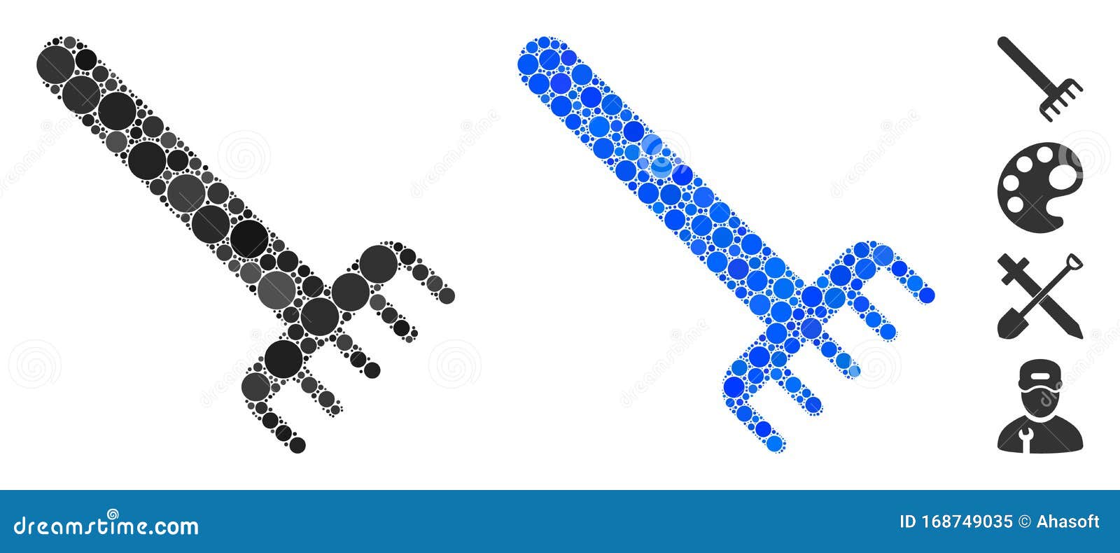 Rake Mosaic Icon of Spheric Items Stock Illustration - Illustration of ...