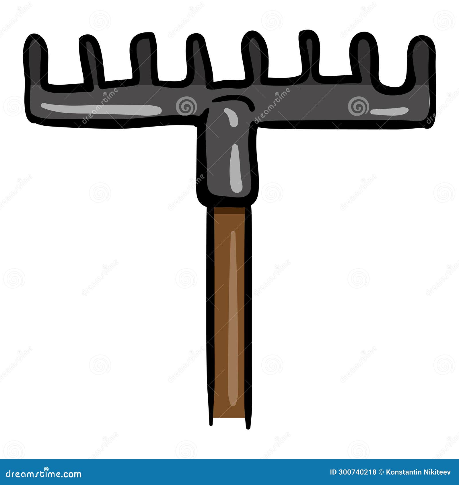 Rake Doodle Icon. Single Cartoon Color Illustration Stock Vector ...