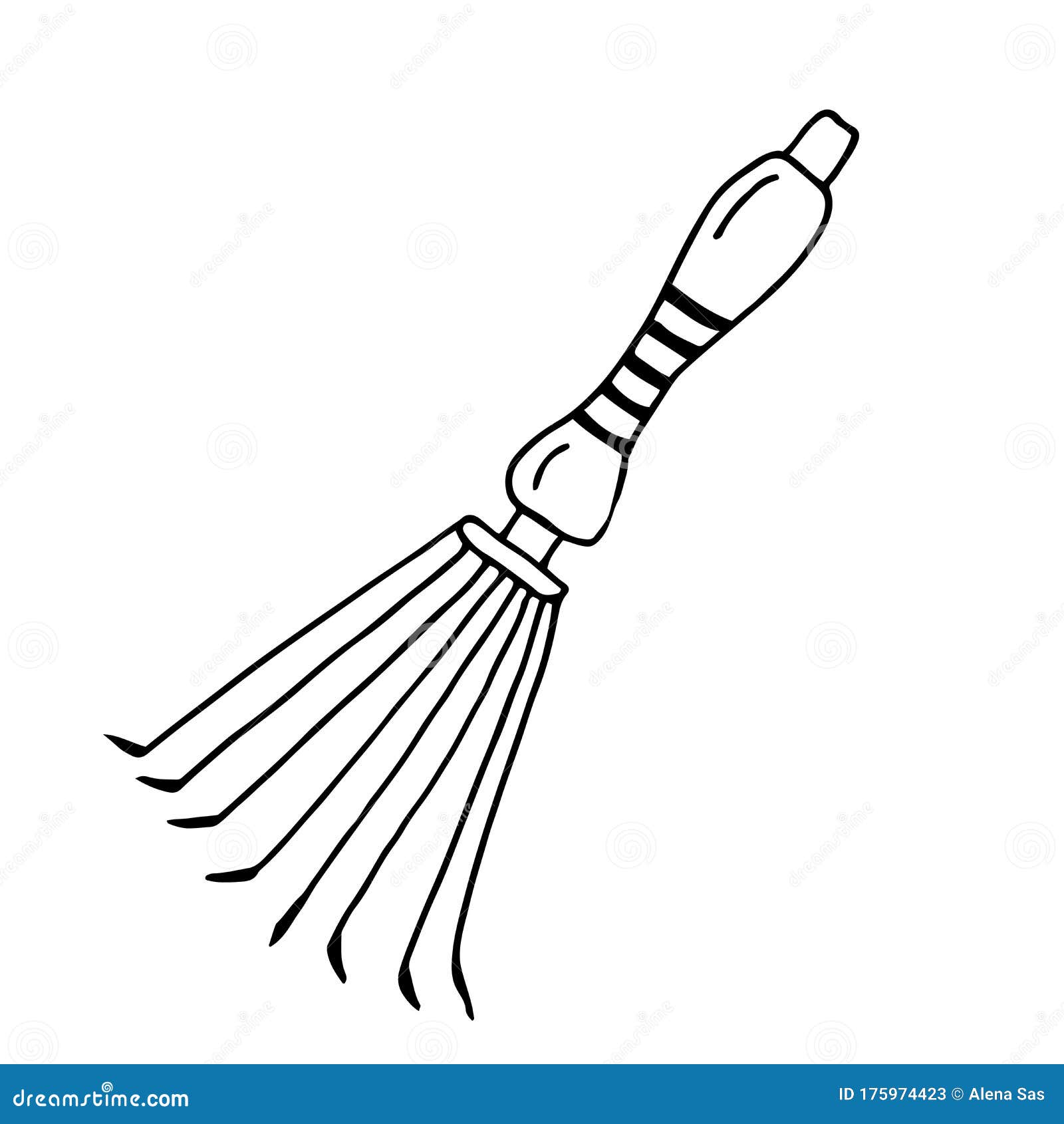 A Rake Garden Tool. Hand Drawn Doodle Garden Vector Illustration Stock ...