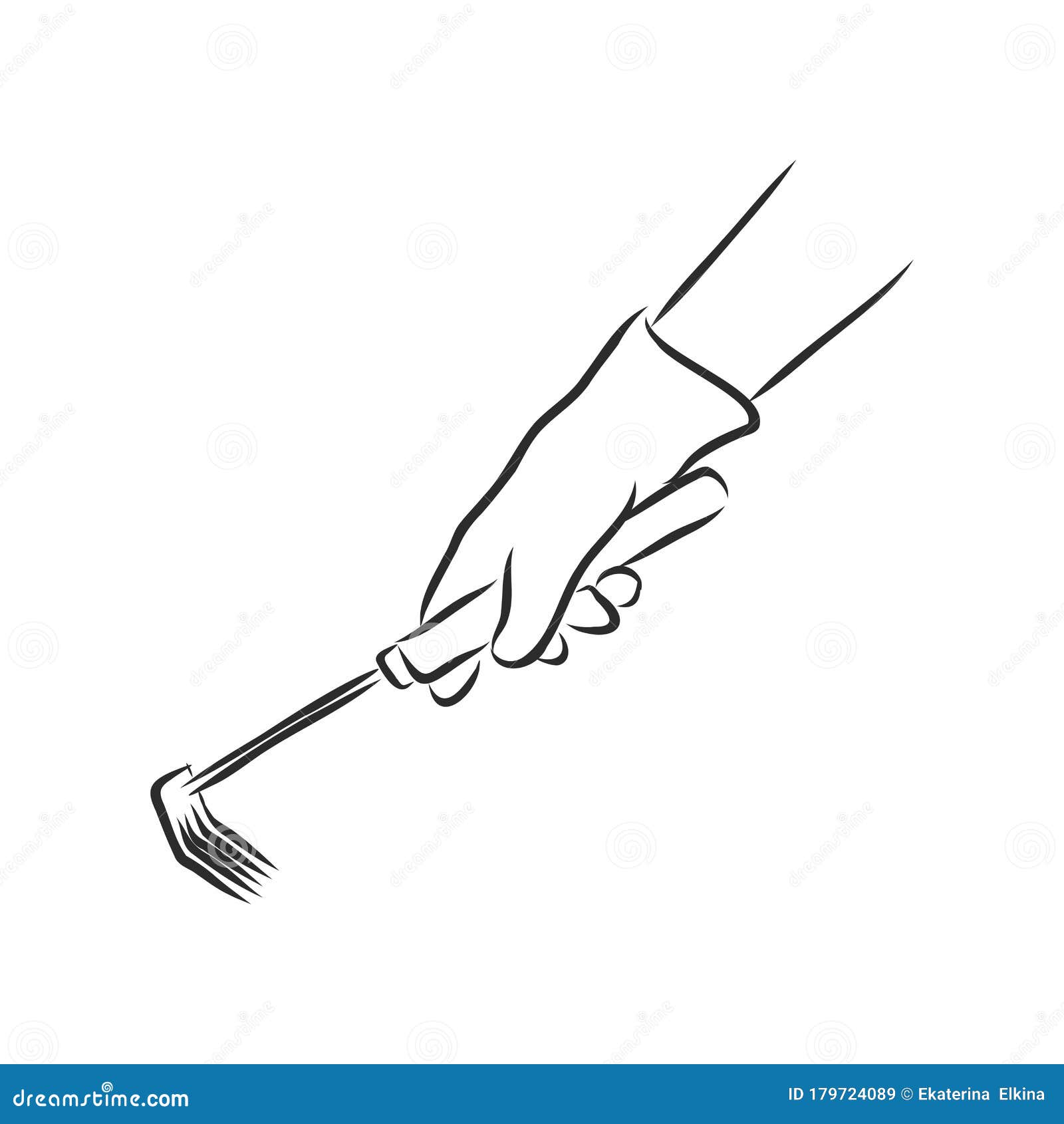 A Rake Garden Tool. Hand Drawn Doodle Garden Vector Illustration ...