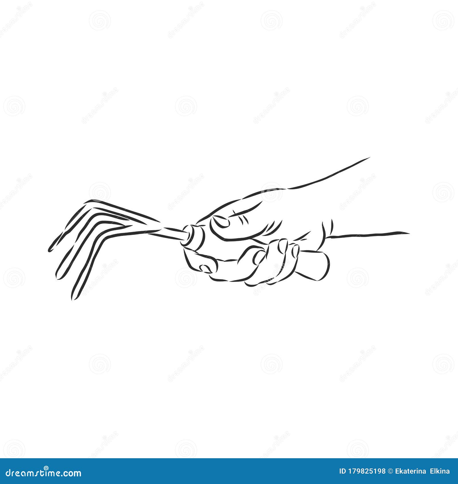 A Rake Garden Tool. Hand Drawn Doodle Garden Vector Illustration ...