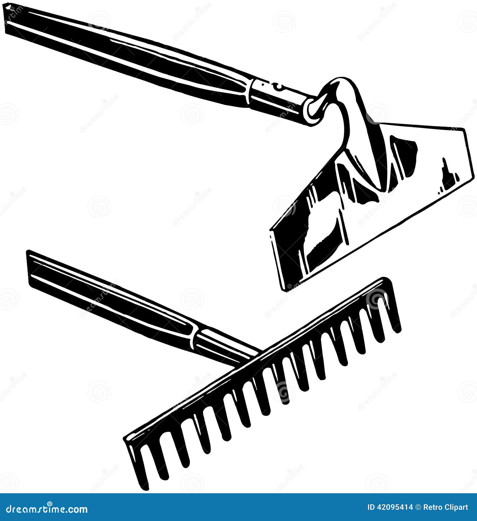 Rake and Hoe stock vector. Illustration of clipart, tools - 42095414