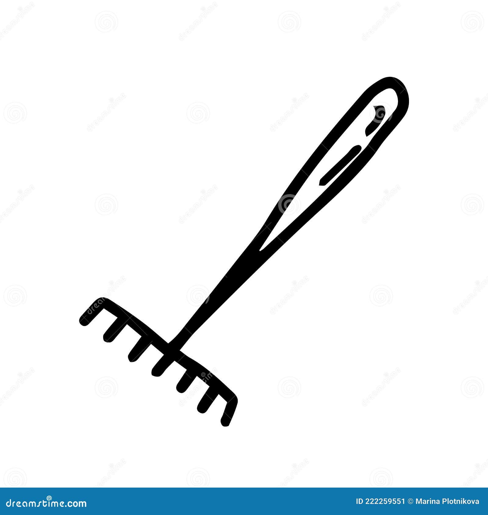 Rake Icon. Black Outline Linear Sketch Drawing. Vector Flat Graphic ...