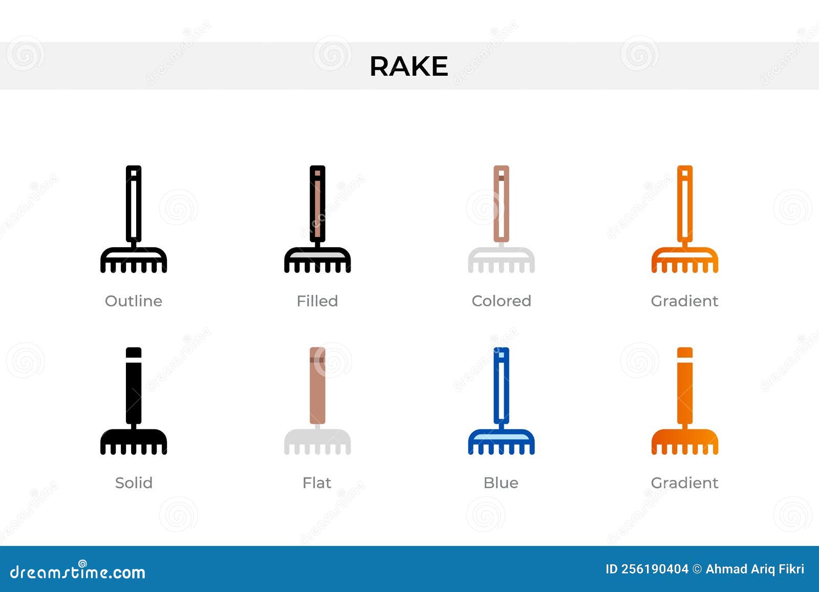 Rake Icon in Different Style. Rake Vector Icons Designed in Outline ...