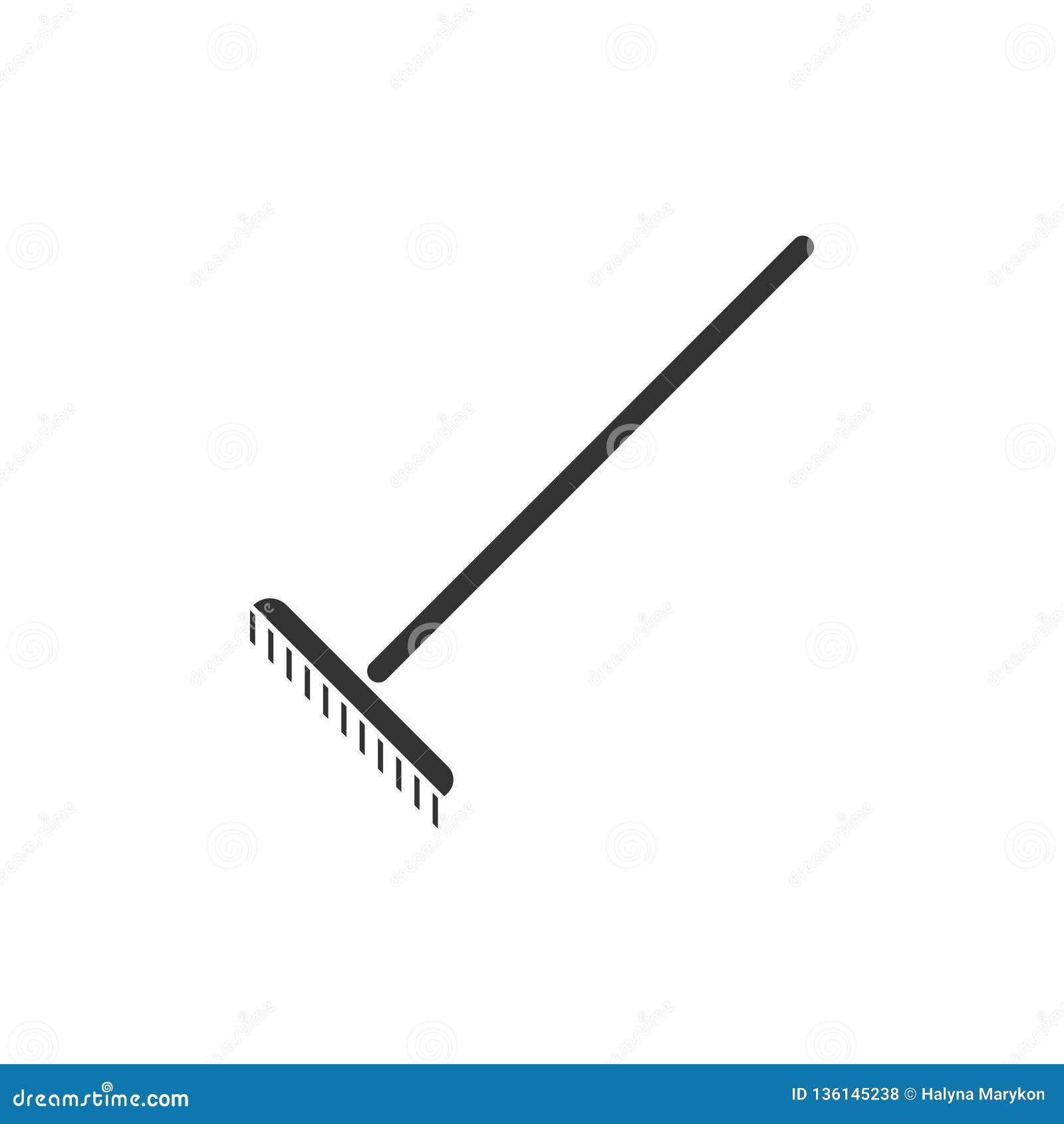 Rake icon flat stock vector. Illustration of care, icon - 136145238