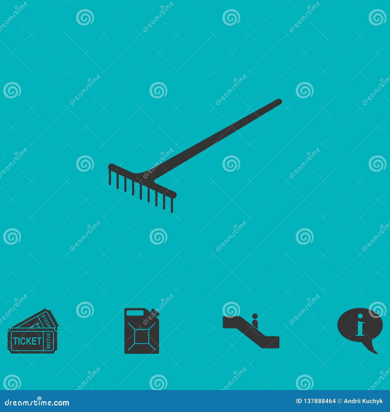 Rake icon flat stock vector. Illustration of orange - 137888464