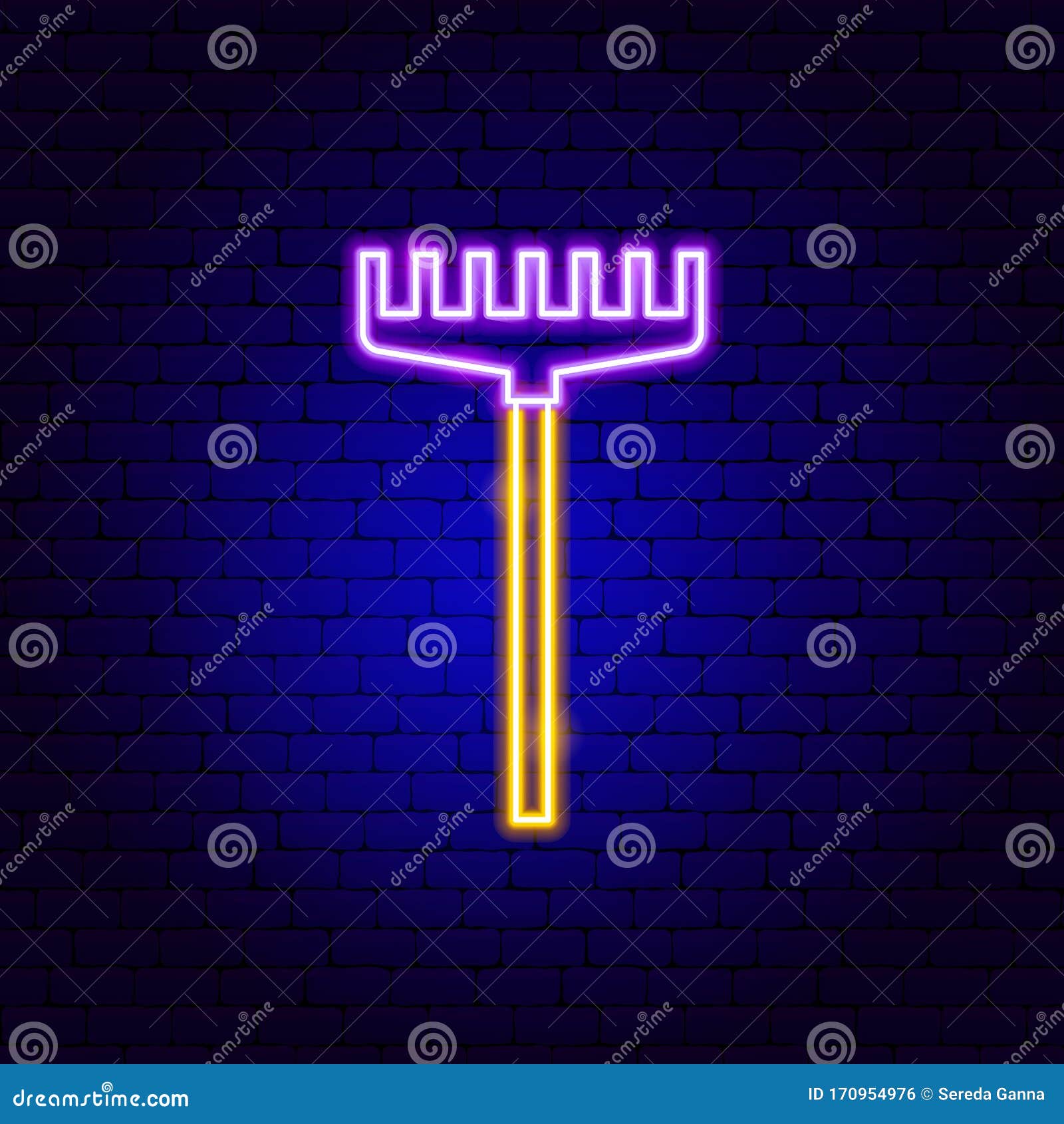 Rake Neon Sign stock vector. Illustration of agriculture - 170954976