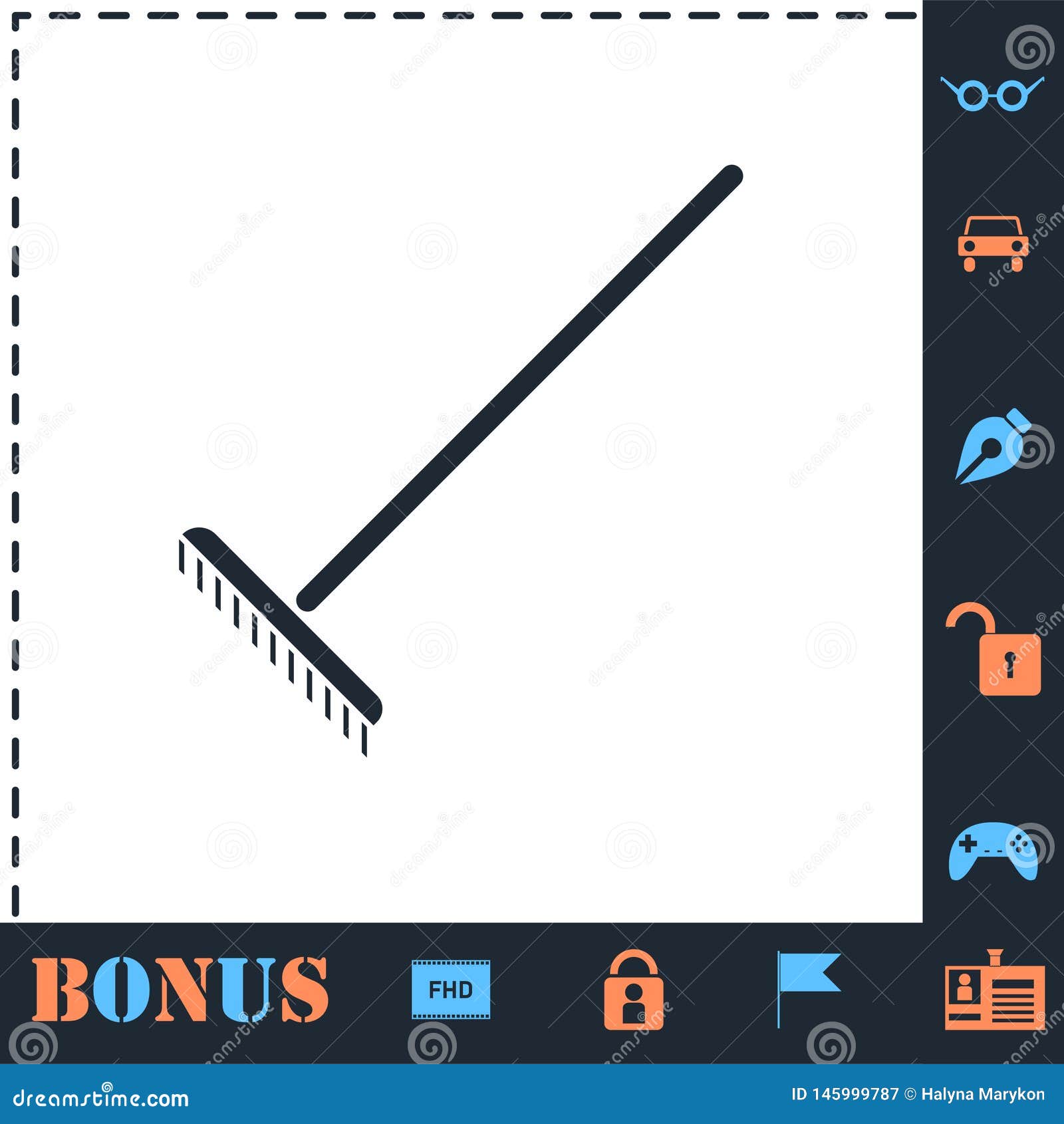 Rake icon flat stock vector. Illustration of backyard - 145999787
