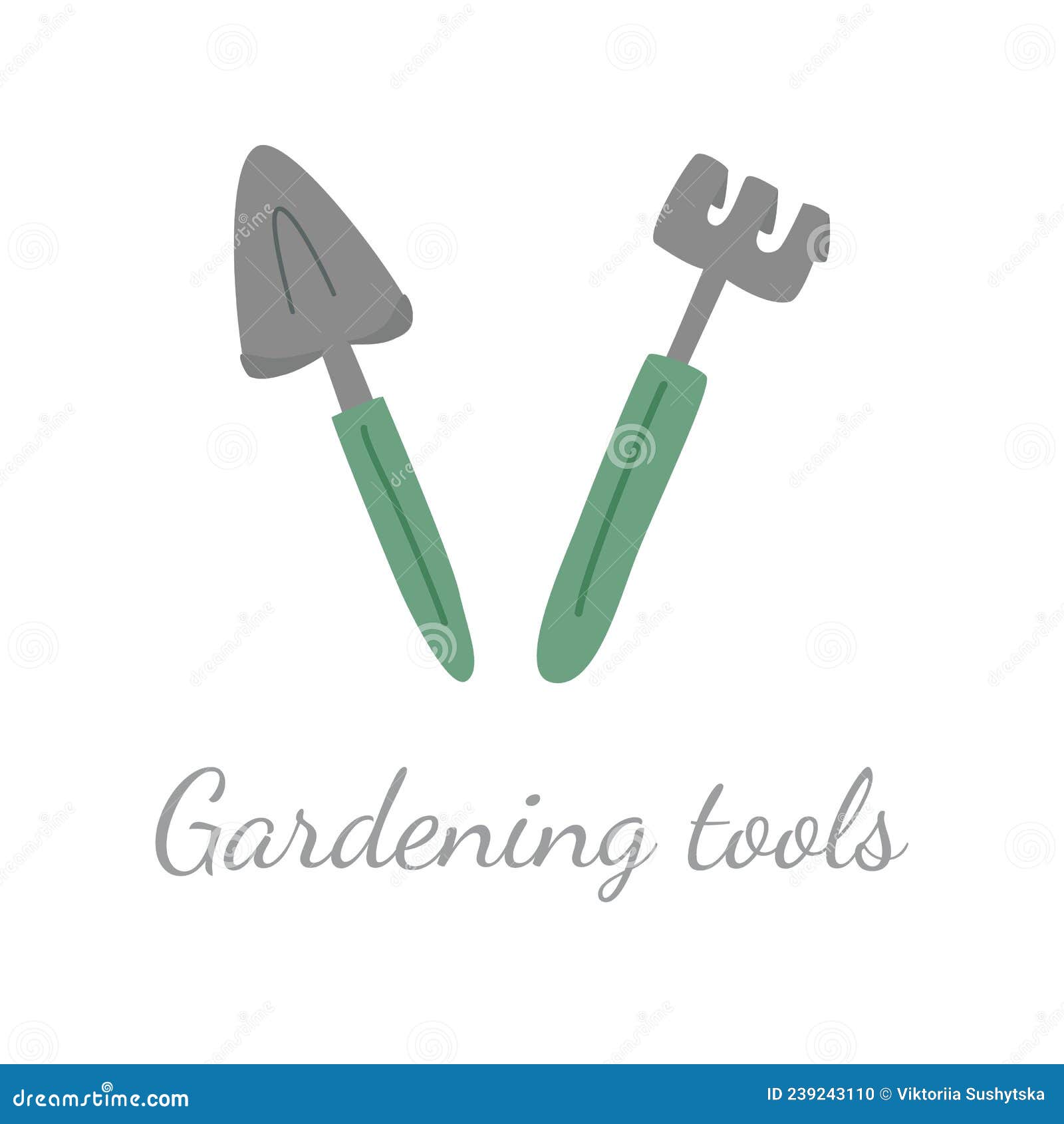 Rake With Shovel Crossed Cartoon Vector | CartoonDealer.com #107187887