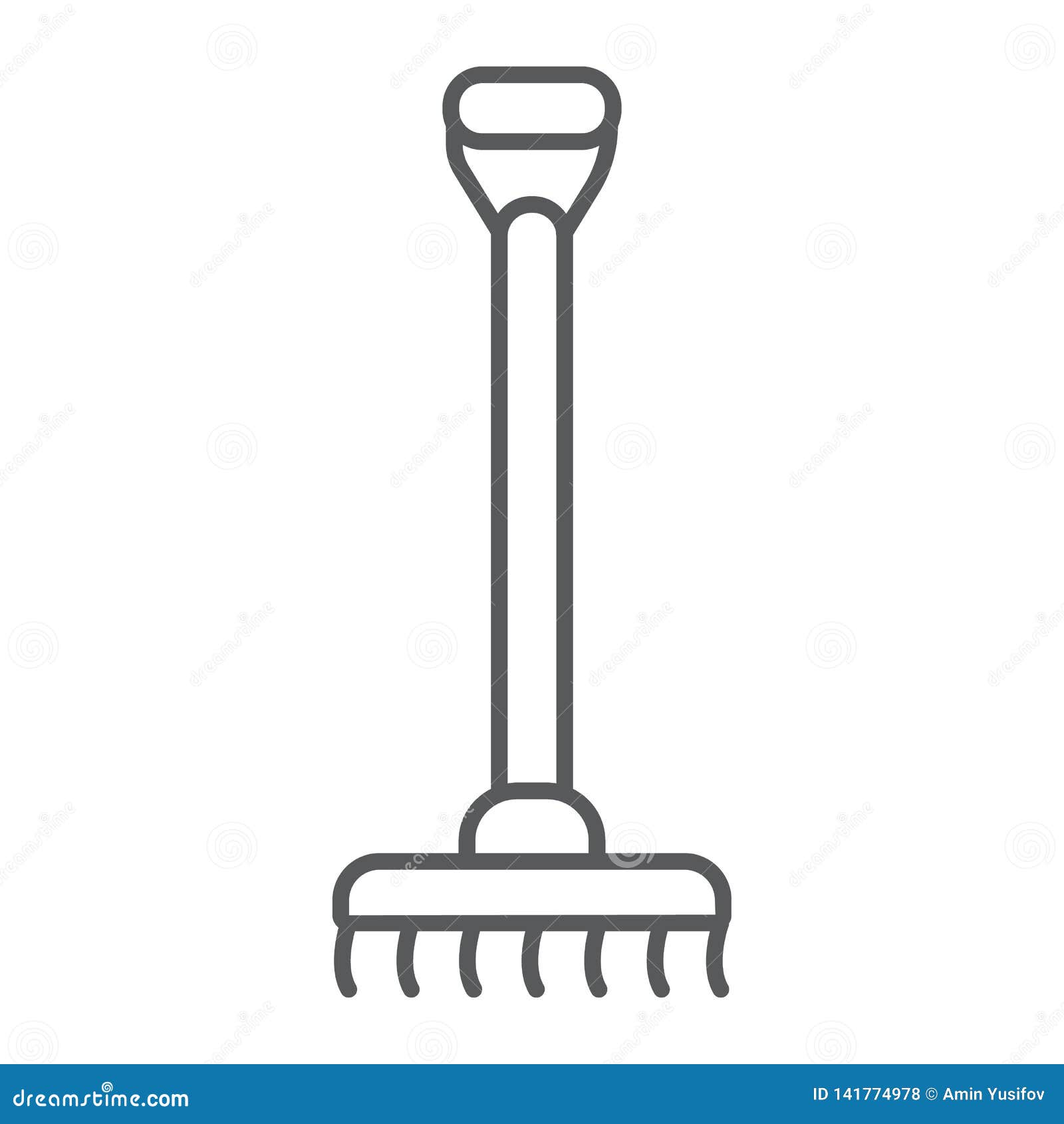 Rake Thin Line Icon, Agriculture and Garden, Instrument Sign, Vector ...