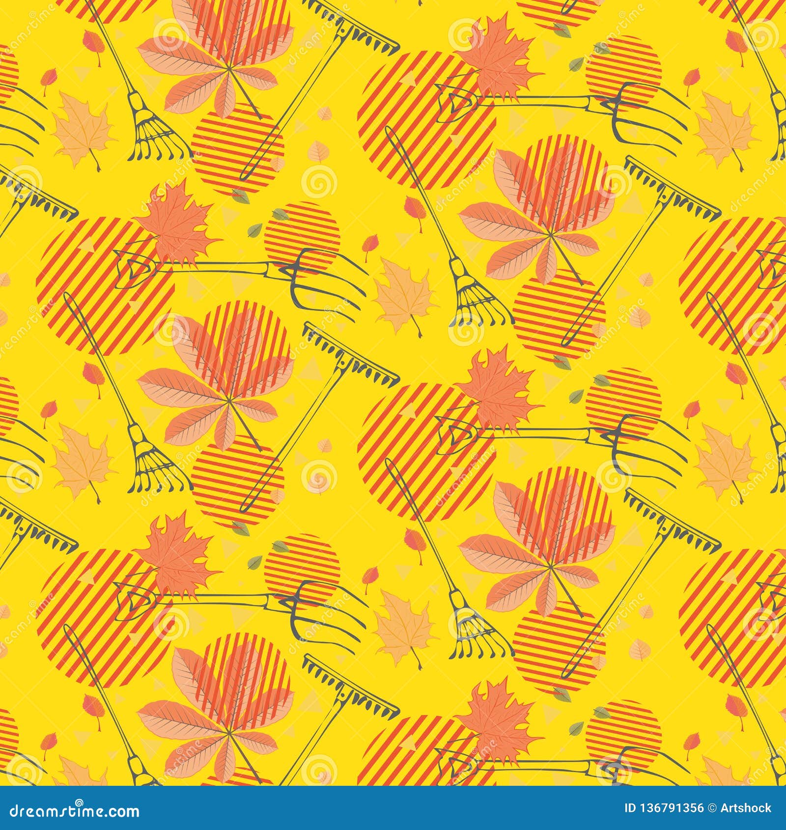 Raker with fallen leaves stock vector. Illustration of harvest - 136791356