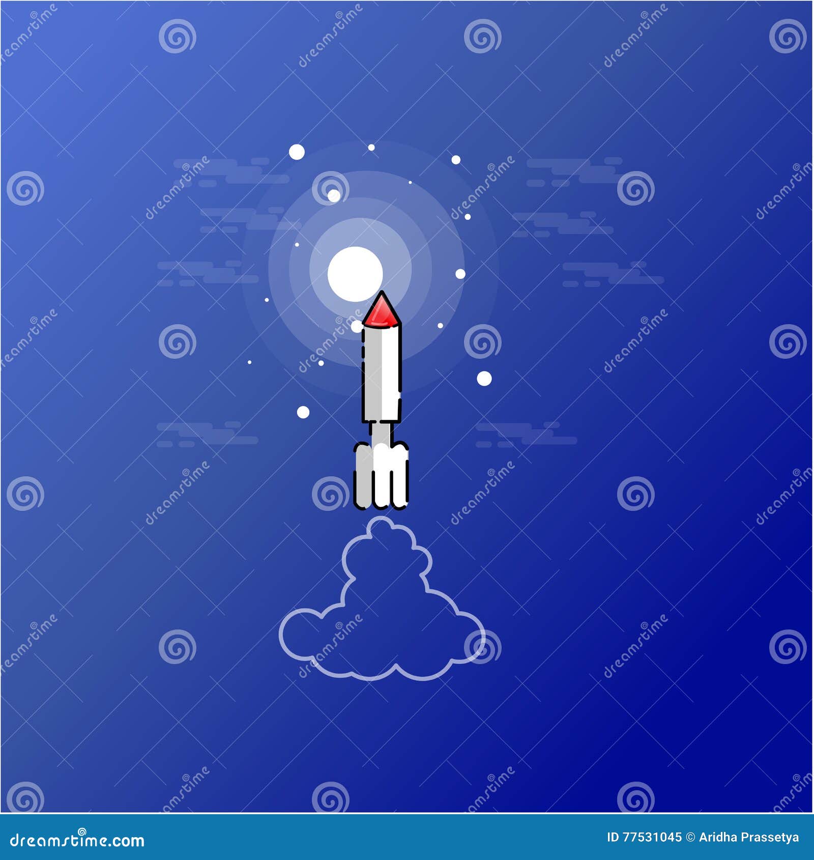 Raket Op De Vector Van Het Hemeloverzicht Vector Illustratie ...