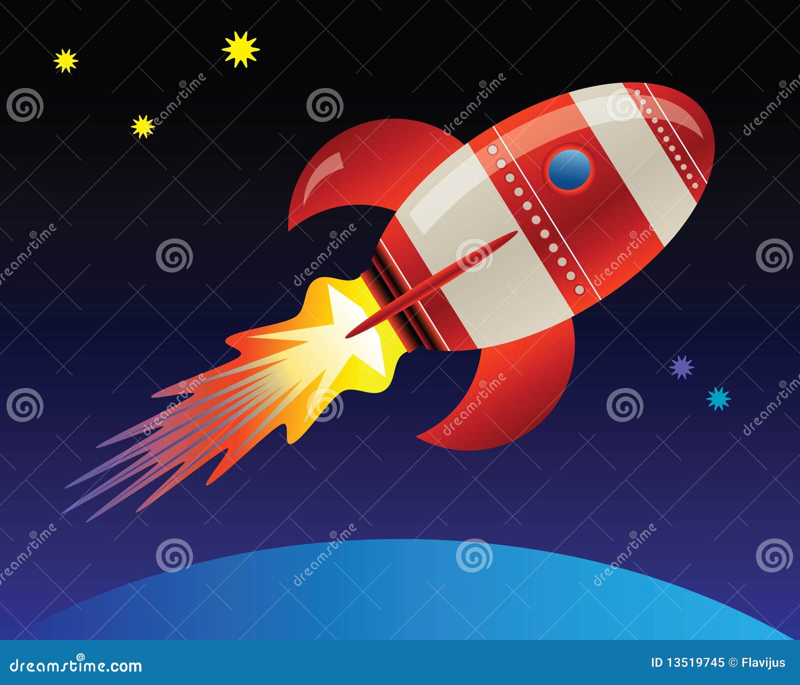 Raket in Ruimte vector illustratie. Illustration of futuristisch - 13519745