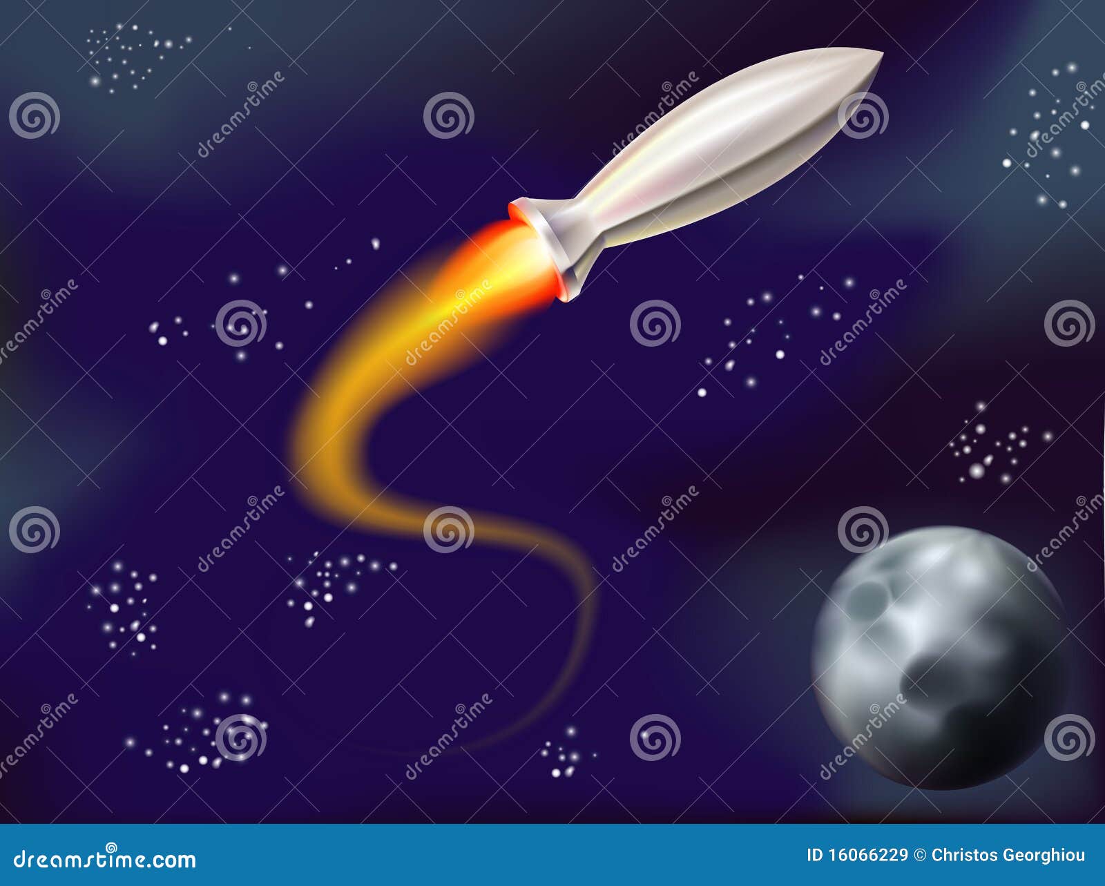Raket in ruimte vector illustratie. Illustration of maan - 16066229