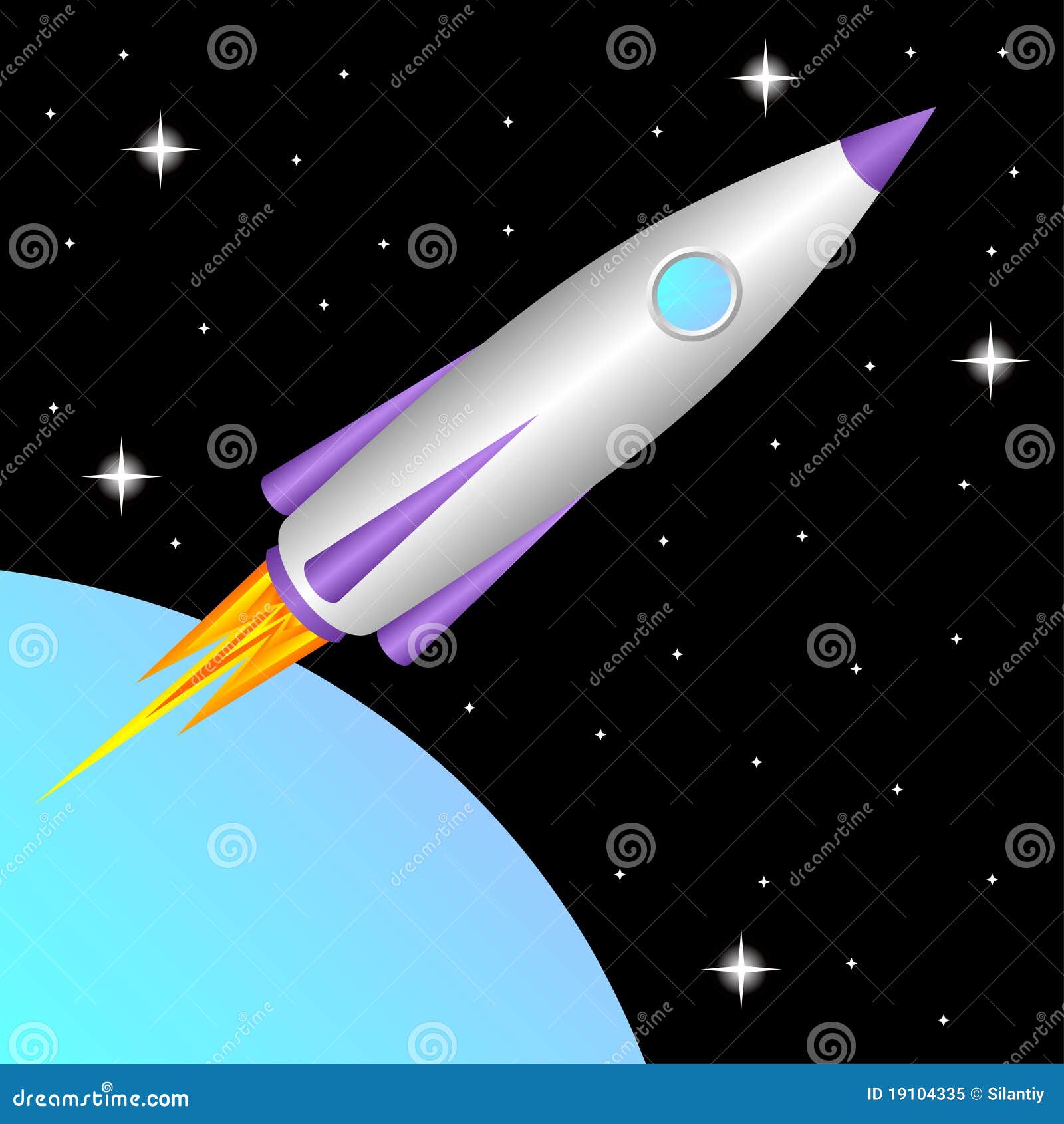 Raket in ruimte. vector illustratie. Illustration of snelheid - 19104335