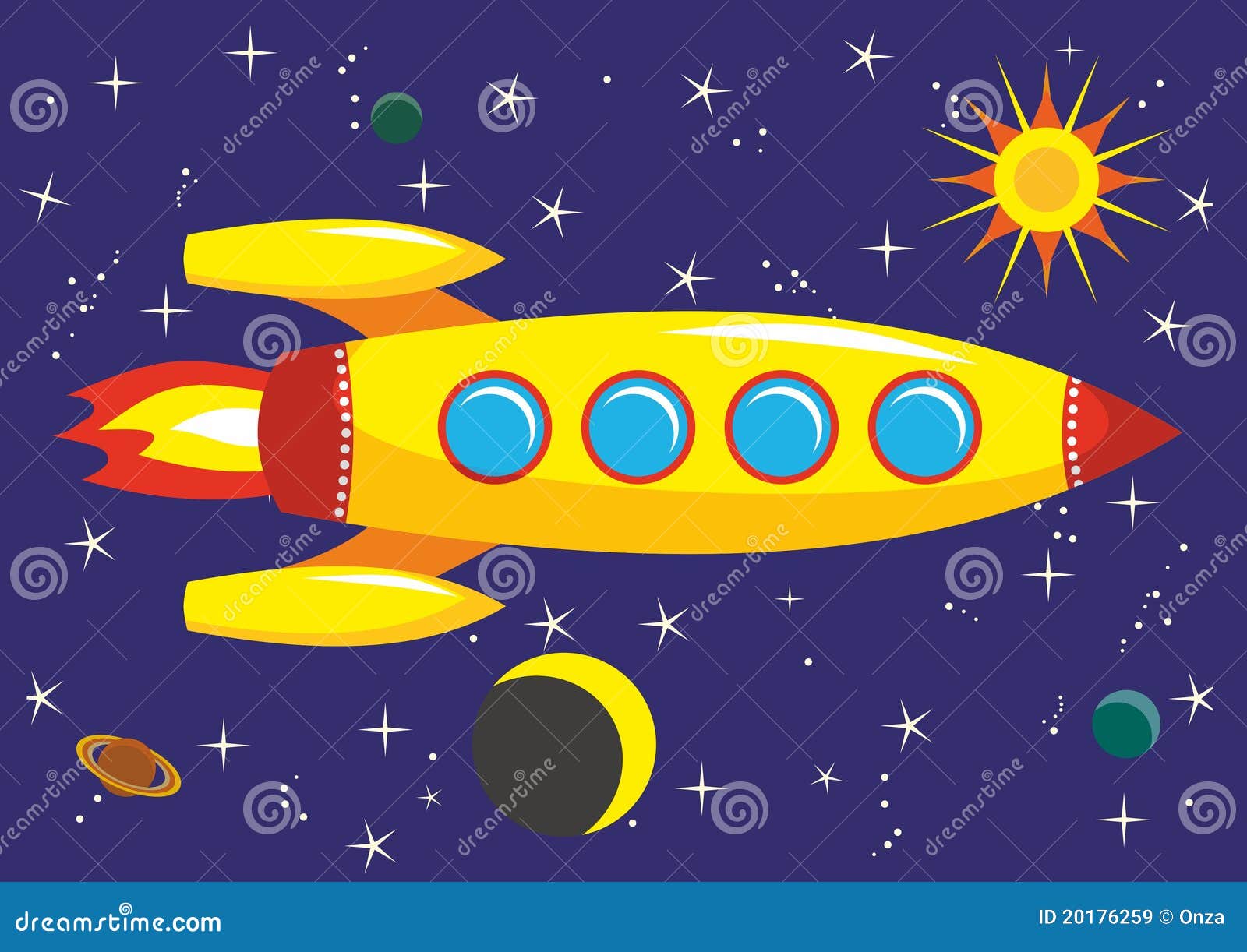 Raket in ruimte vector illustratie. Illustration of vlam - 20176259