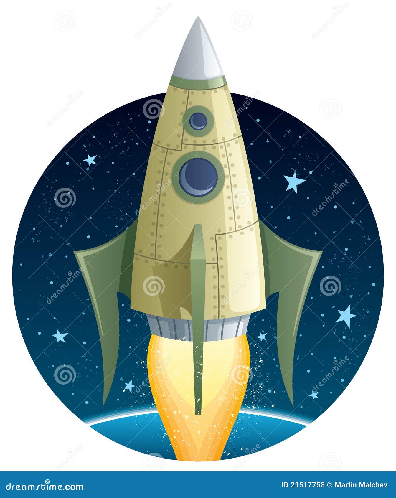 Raket in Ruimte vector illustratie. Illustration of vliegen - 21517758