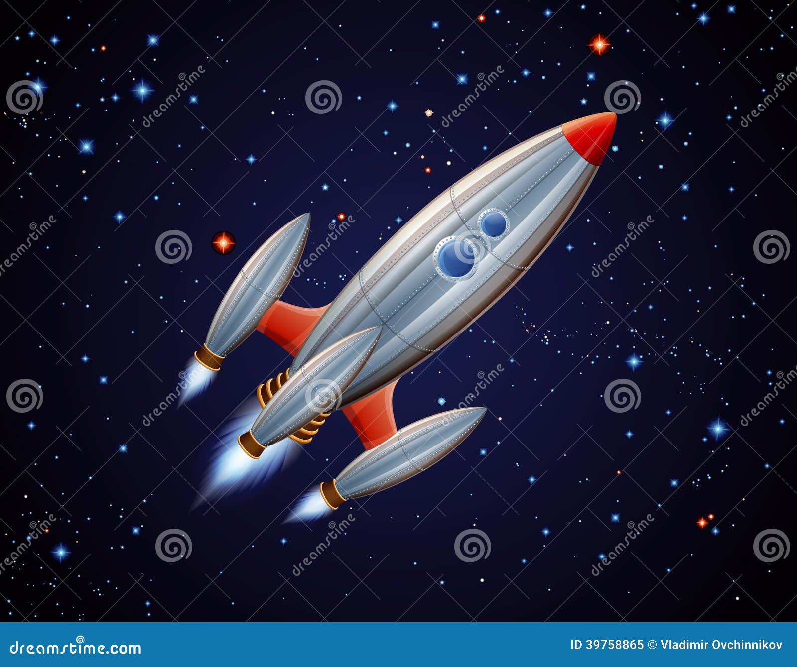 Raket in ruimte vector illustratie. Illustration of blauw - 39758865