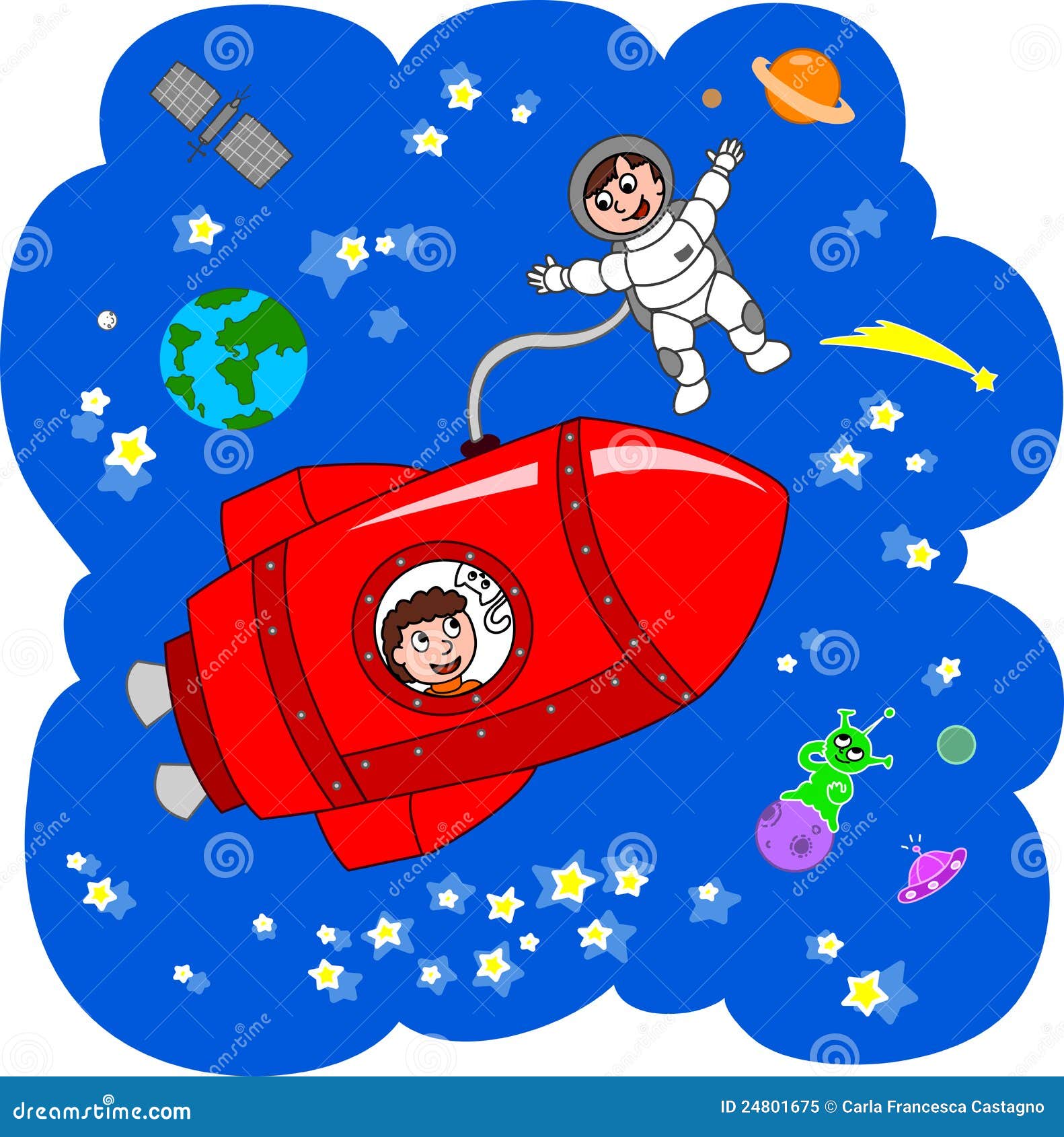 Raket Tijdens Een Ruimtevaart Vector Illustratie - Illustration of ...