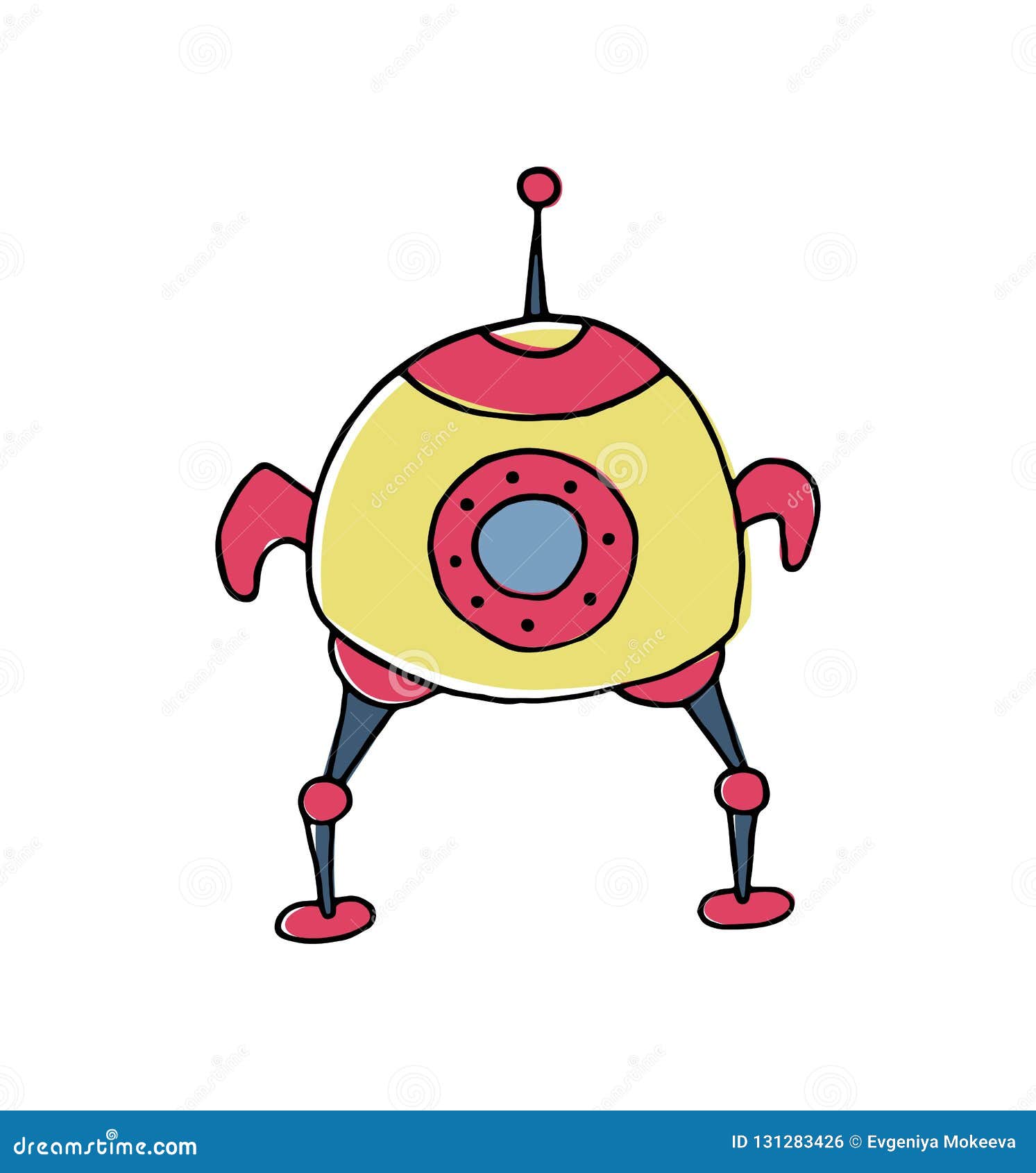 Raket Van Het Schets De Hand Getrokken Beeldverhaal Stock Illustratie ...