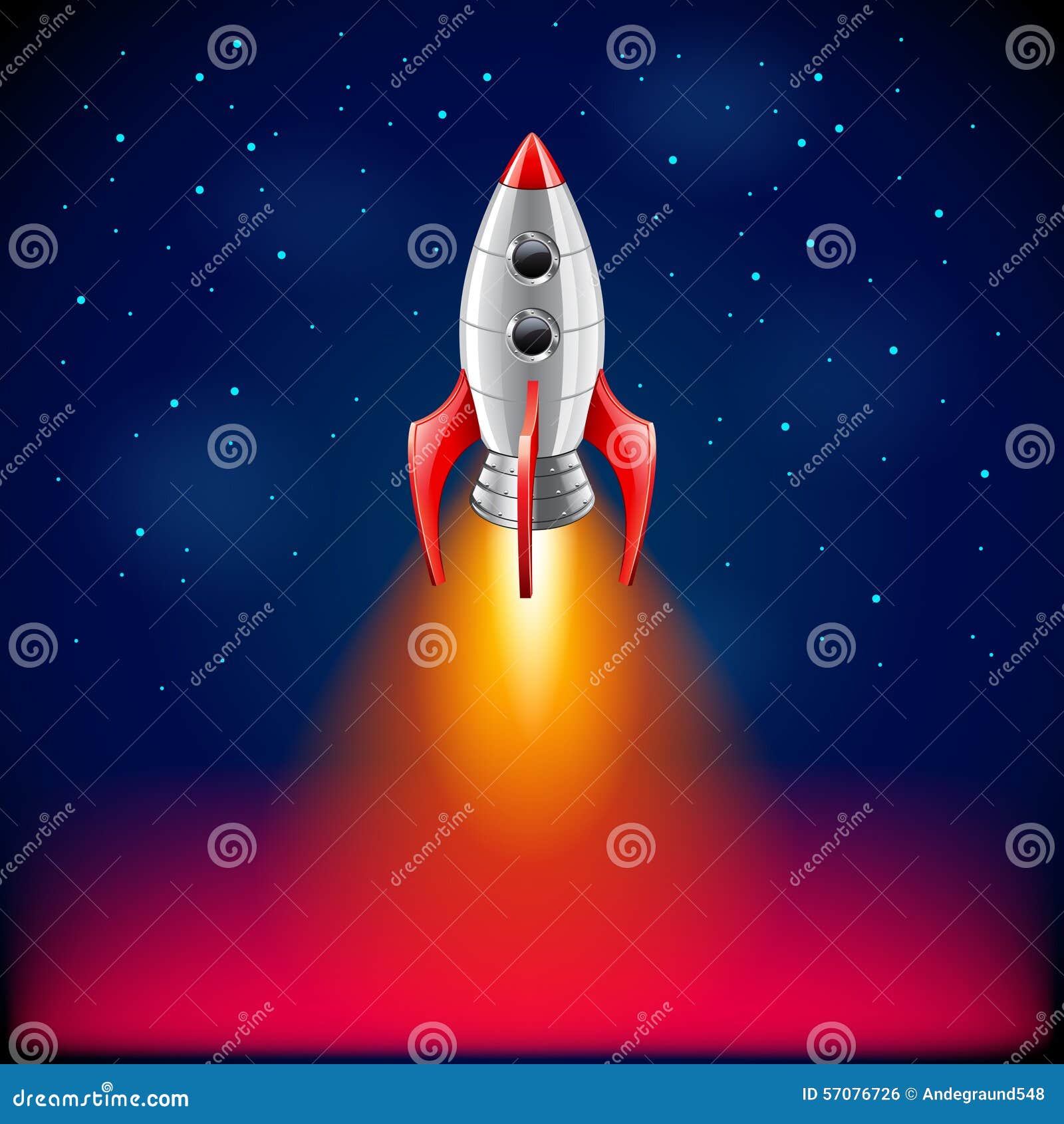 Raketenstart Im Raumvektorhintergrund Vektor Abbildung - Illustration ...