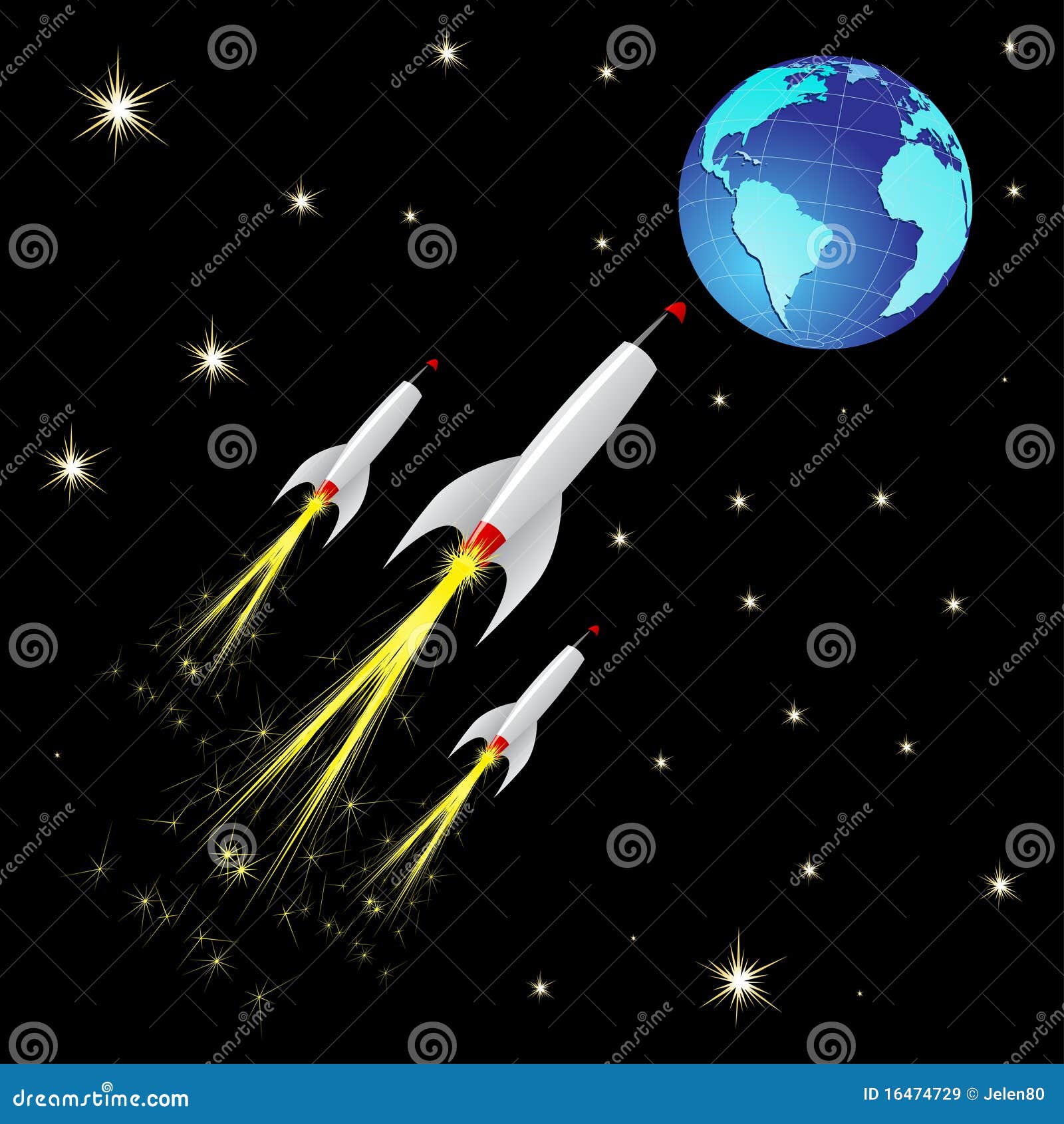 Raketten Die Van Ruimte Naar Aarde Vliegen Vector Illustratie ...