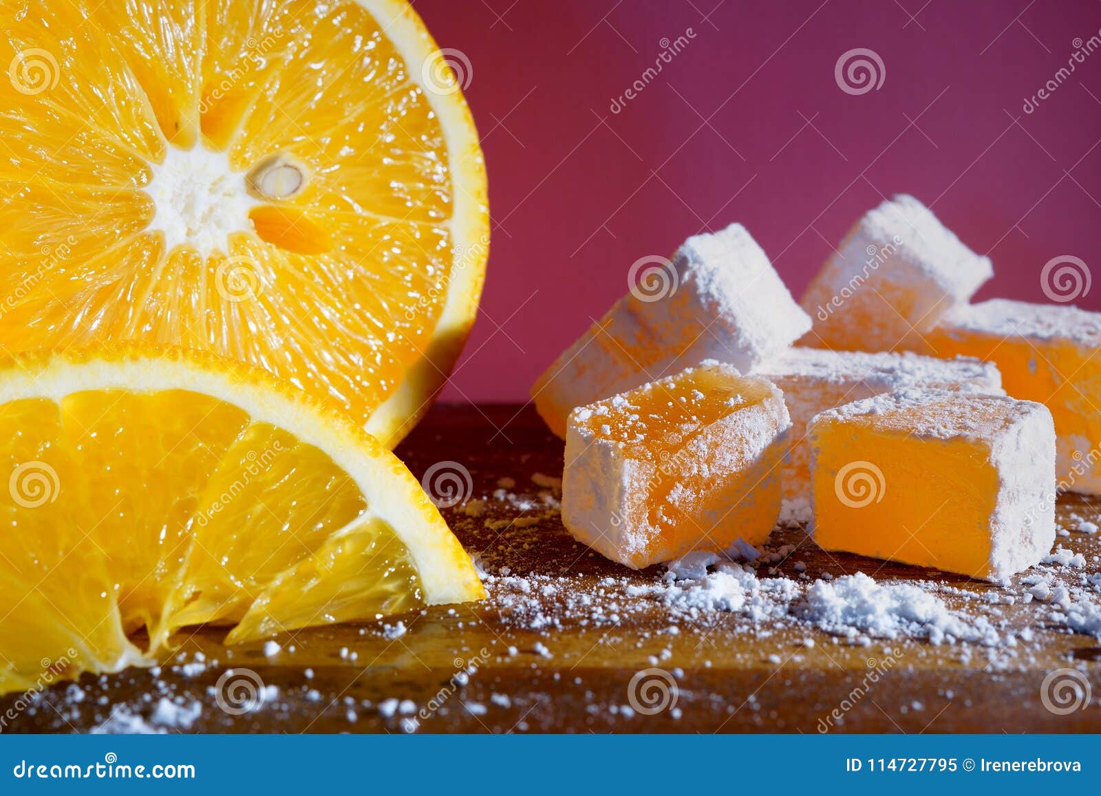 Orange Turkish delight. stock image. Image of turkish - 114727795