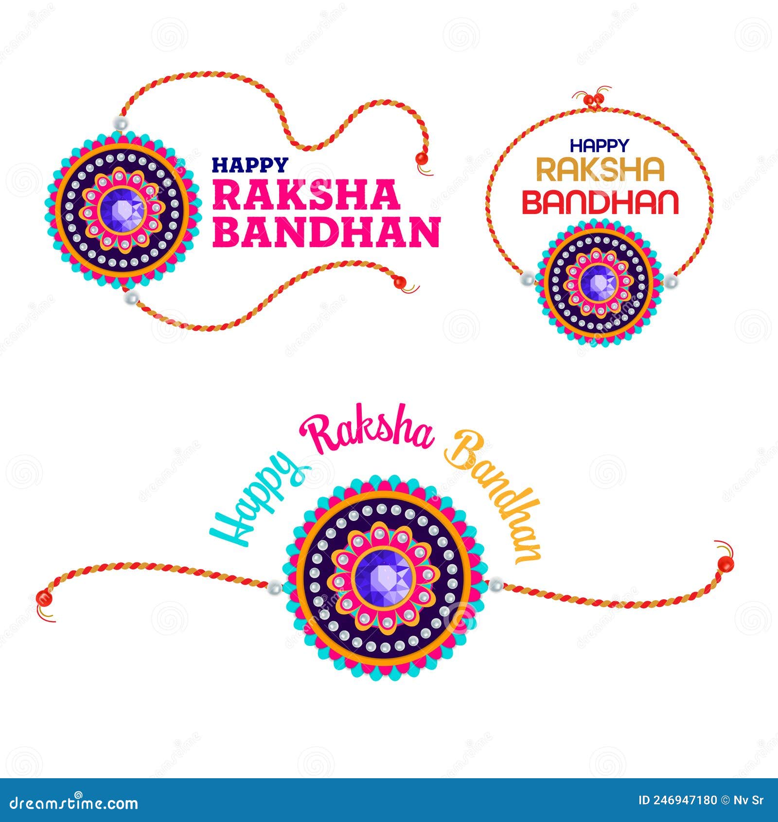 Happy Raksha Bandhan. Vector Typographic Emblems Stock Vector ...