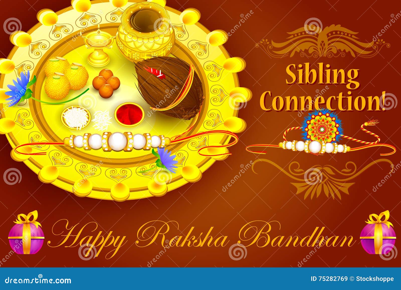 Rakhi Pooja Thali for Raksha Bandhan Stock Vector - Illustration of ...
