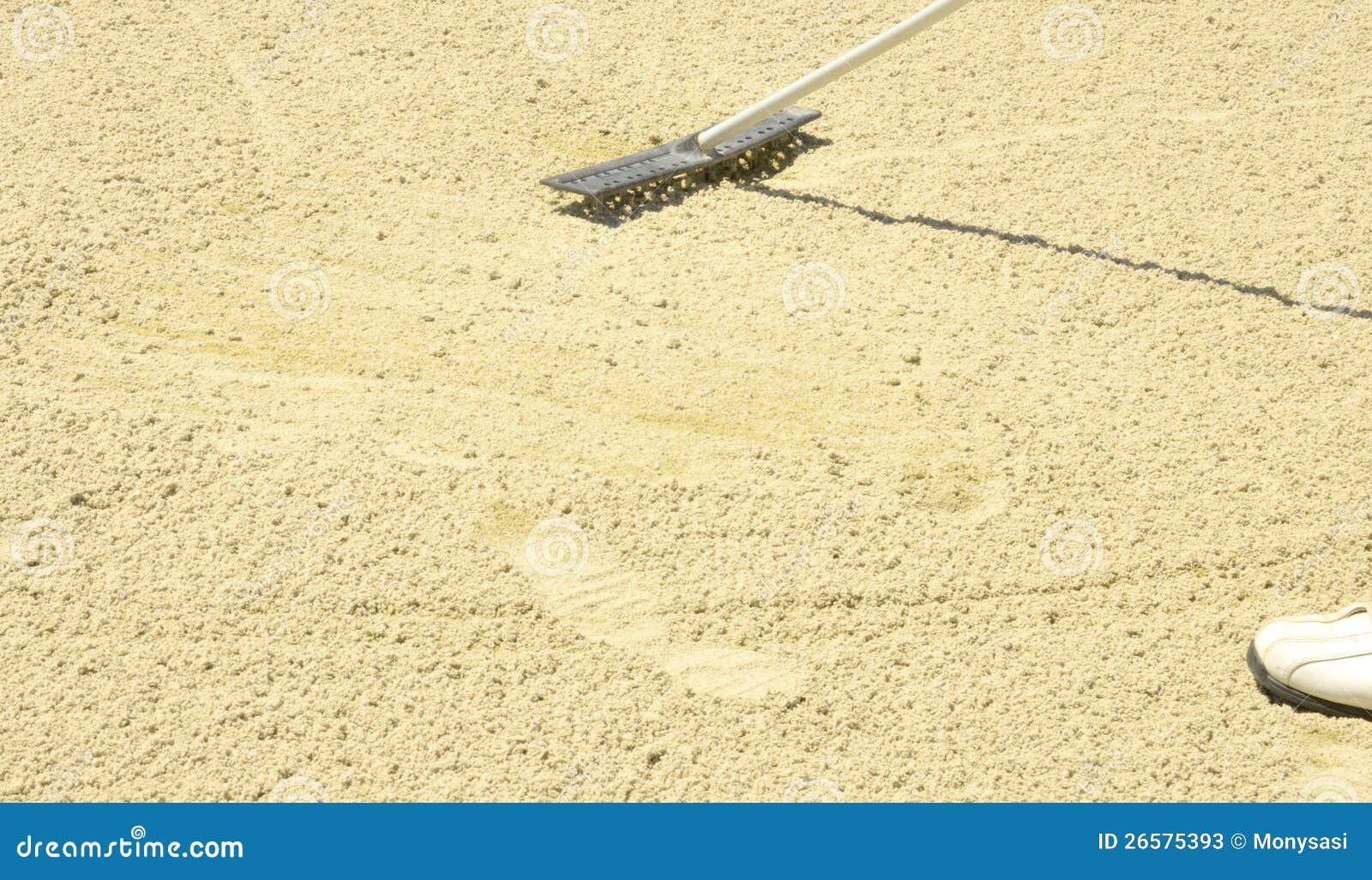 Raking the Sand in the Bunker Stock Image - Image of close, country ...