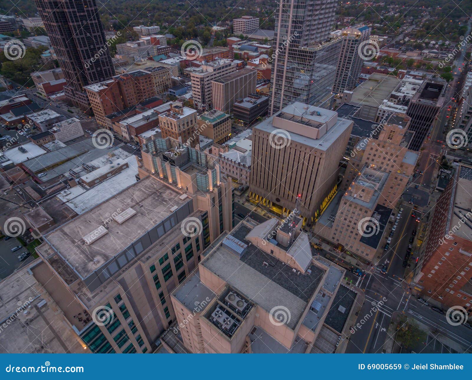 Raleigh downtown at dusk. stock image. Image of spring - 69005659