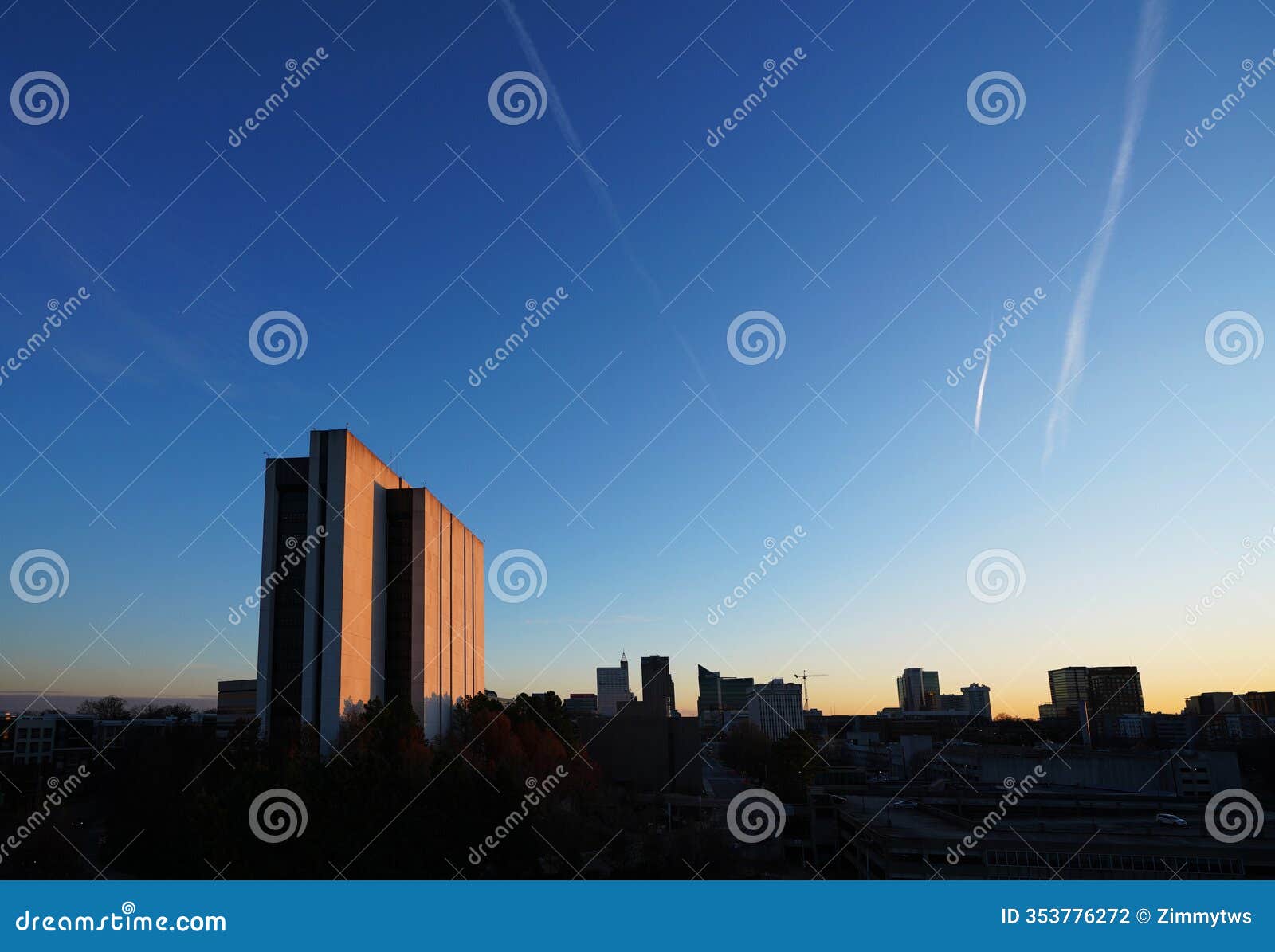 Raleigh North Carolina Skyline at Sunset, Looking South Stock Photo ...