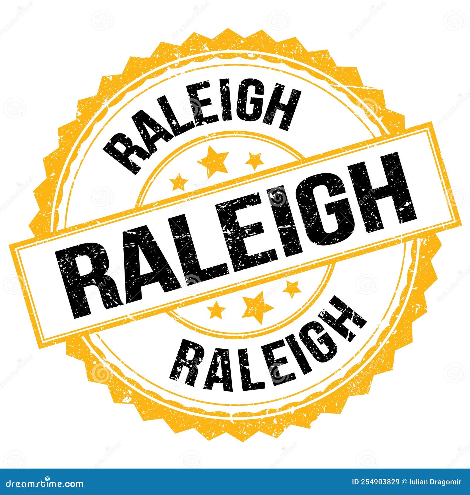 RALEIGH Text on Yellow-black Round Stamp Sign Stock Illustration ...