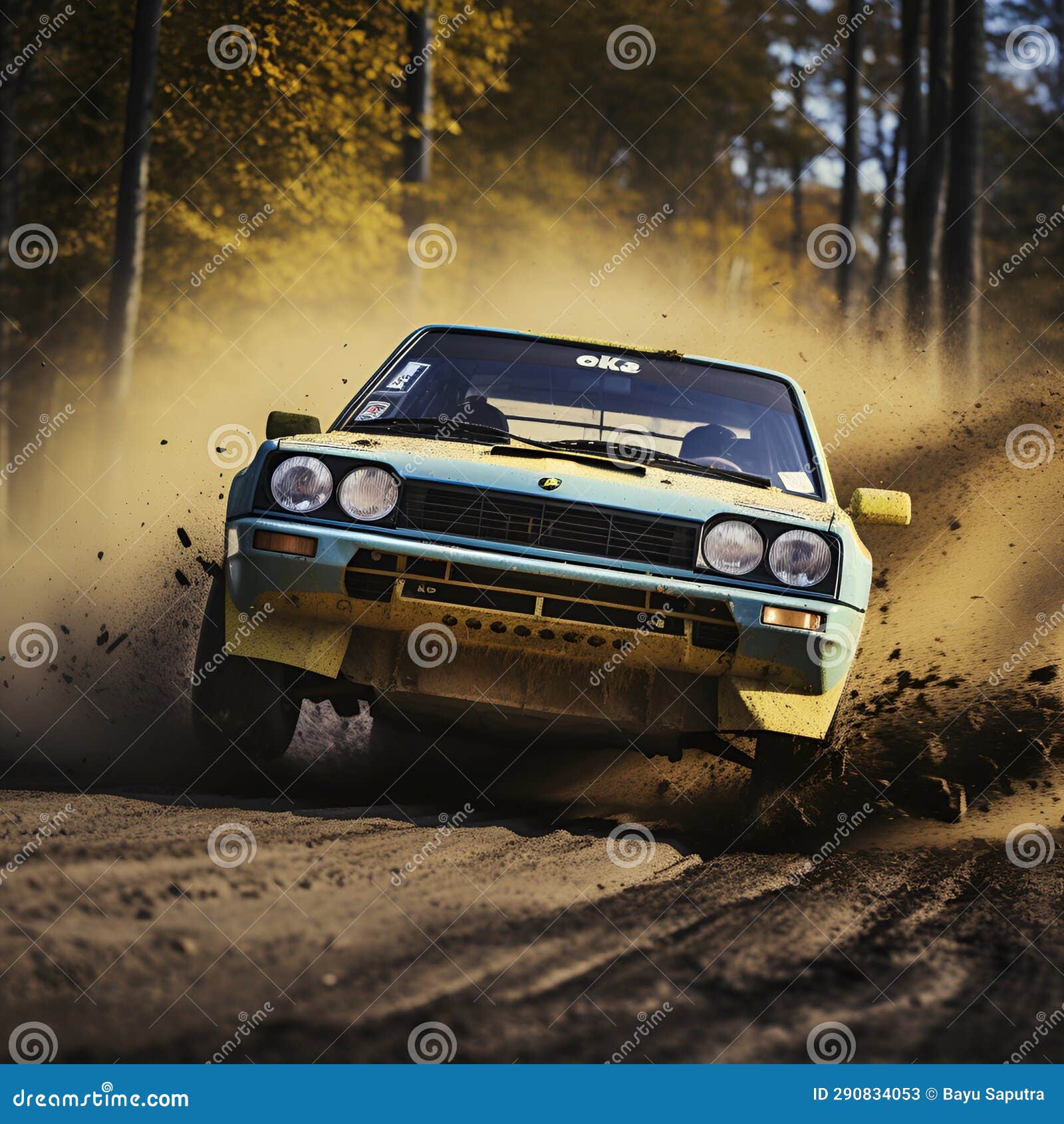 Rally Car in Action on Forest Dirt Road, Ai Generative Stock ...