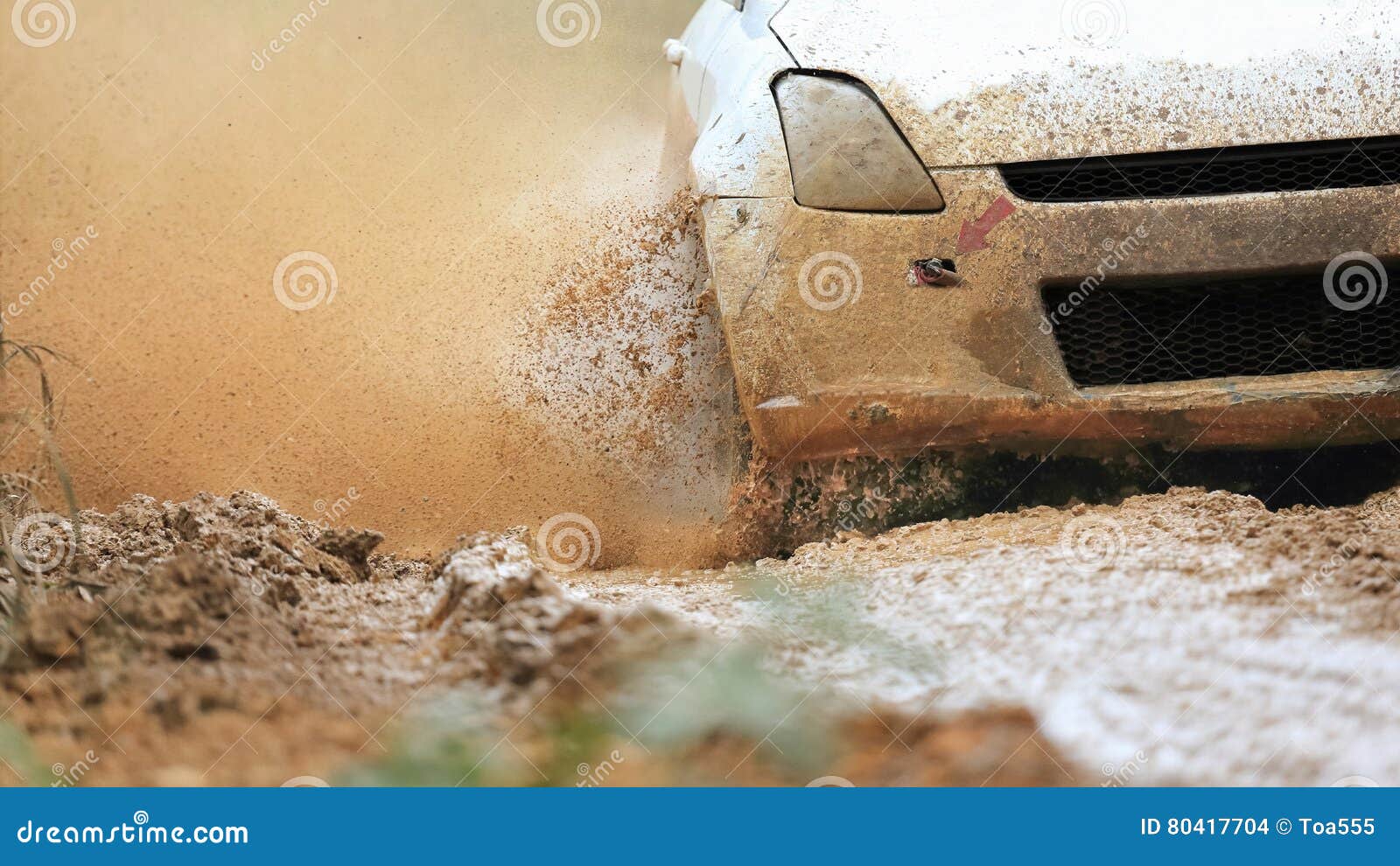Rally car in muddy road stock photo. Image of spining - 80417704