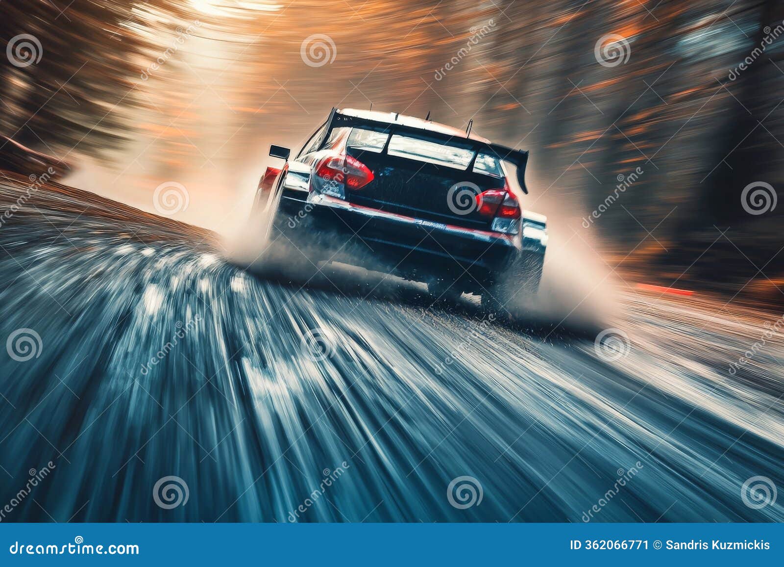 Rally Car Speeding Around a Bend on a Track. Generative AI. Stock ...
