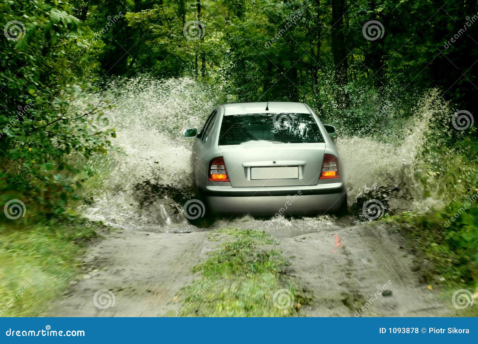 Rally Car Splashing the Water Stock Photo - Image of quick, outside ...