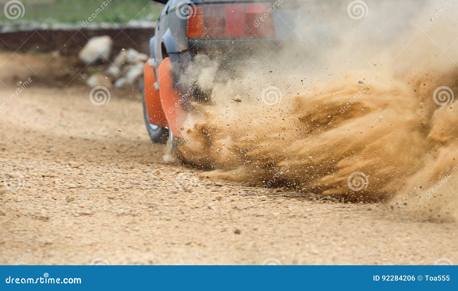 Rally Car Turning in Dirt Track Stock Photo - Image of powerful, drive ...