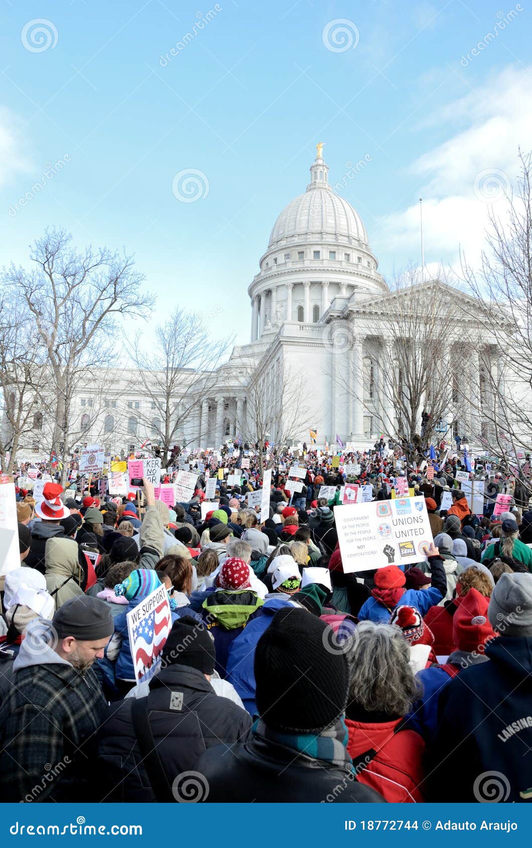 Rally in Madison Wisconsin editorial stock image. Image of budget ...