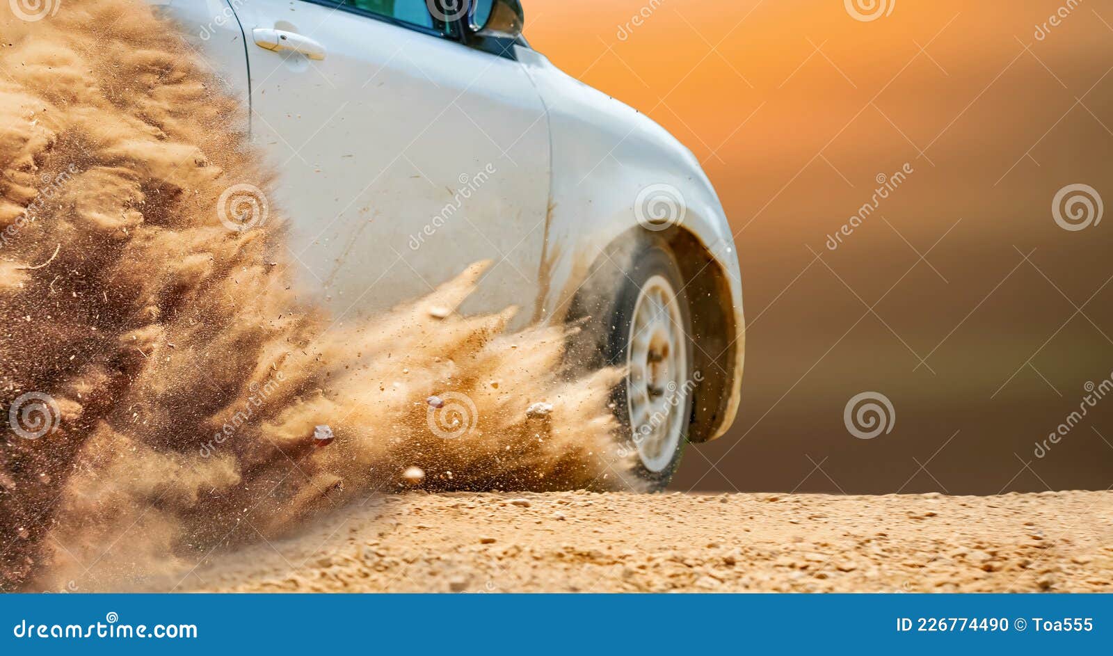 Rally Race Car Drifting on Dirt Track Stock Photo - Image of drift ...