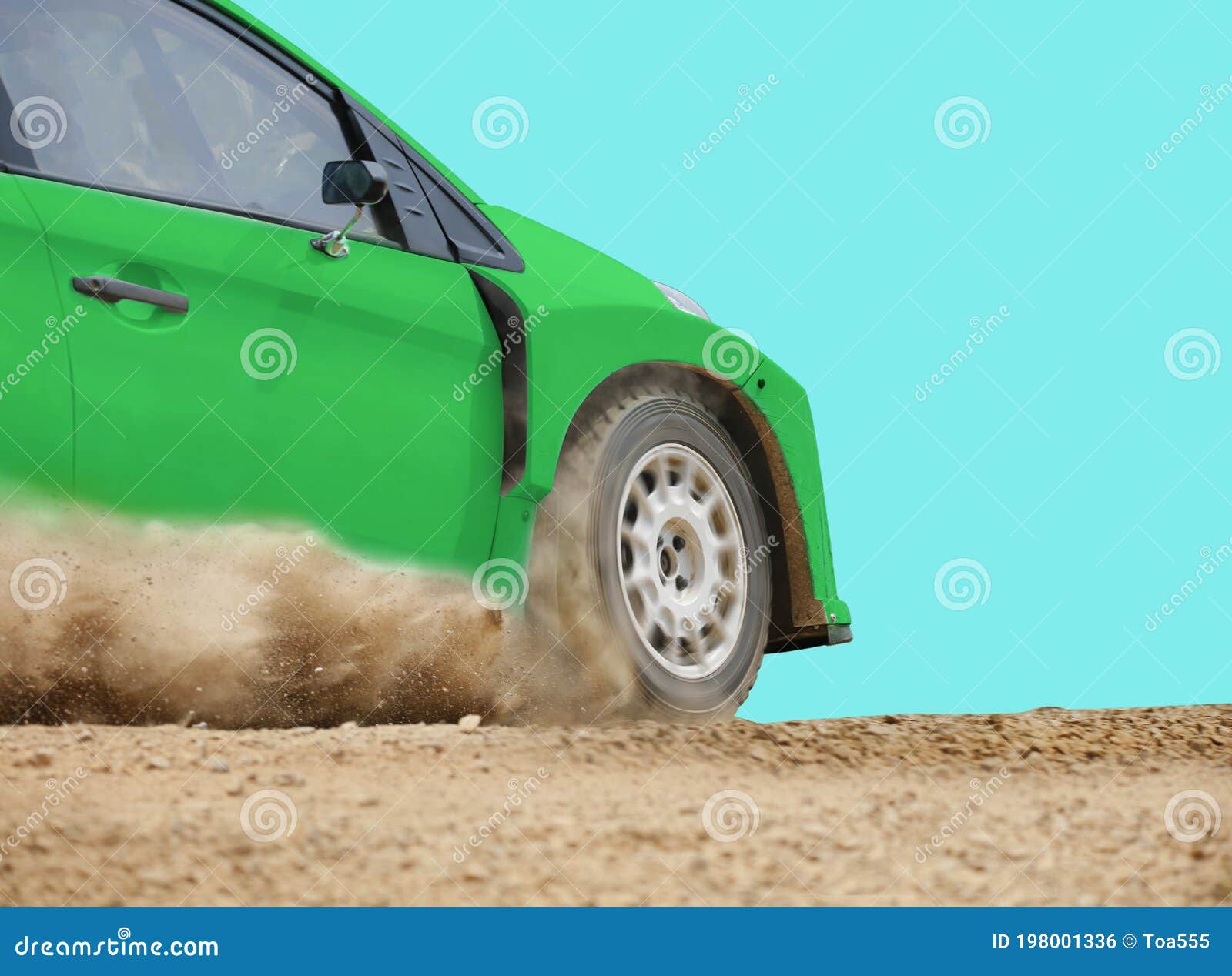 Rally Racing Car on Dirt Road, with Clipping Path Stock Photo - Image ...