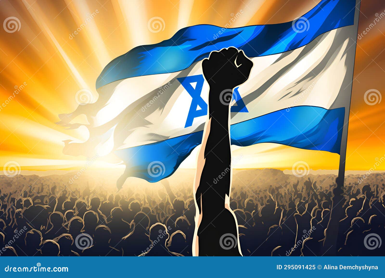Rally in Support of Israel with Flags, Illustration Stock Illustration ...