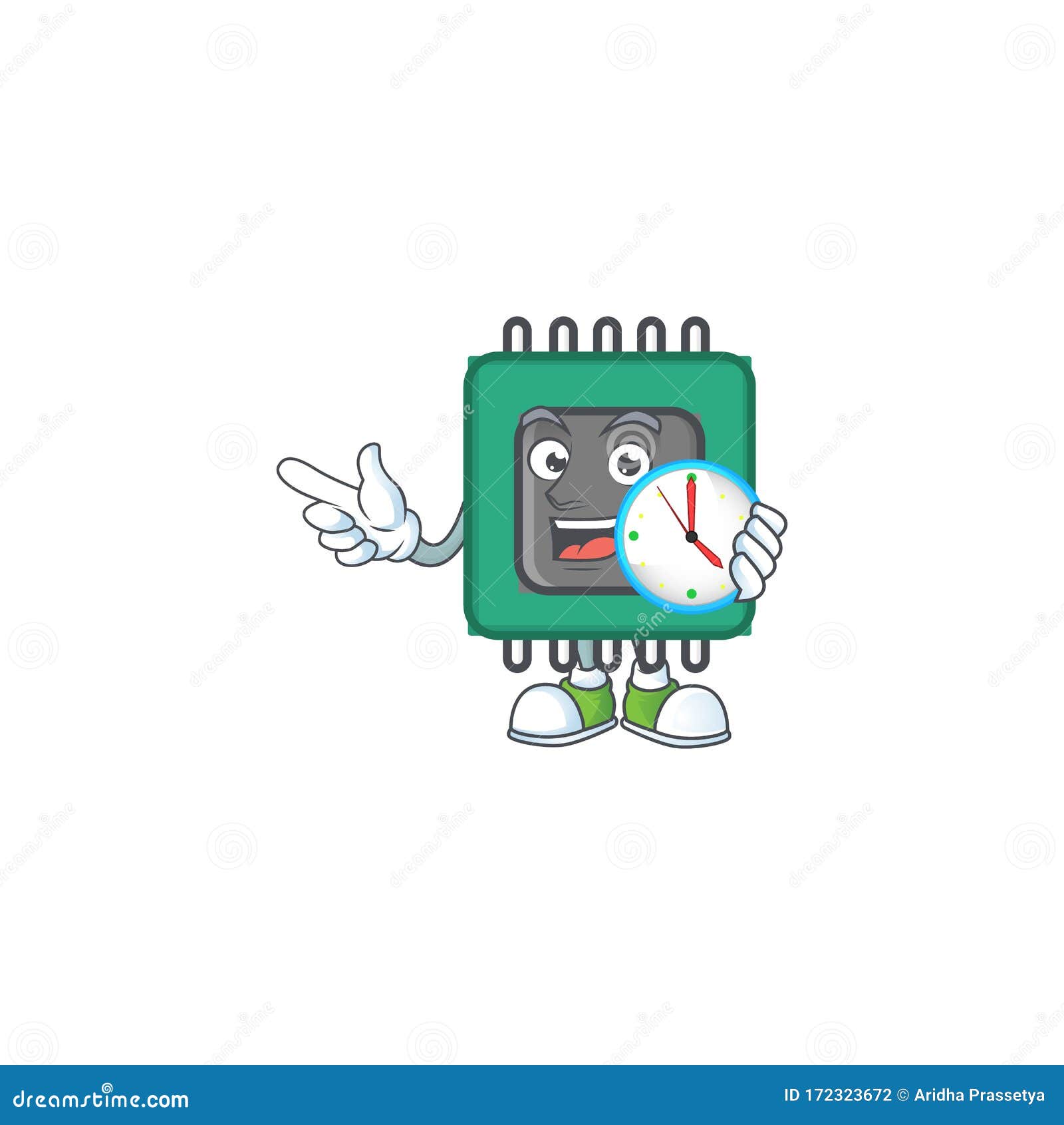 RAM Cartoon Character Style with a Clock Stock Vector - Illustration of ...