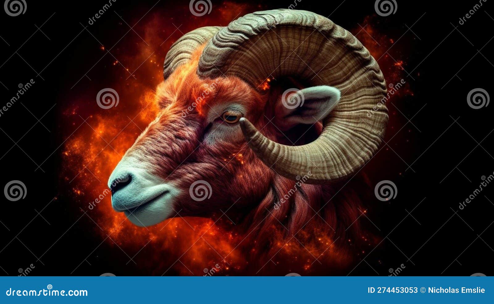 Ram close up ai generated stock illustration. Illustration of animalia ...